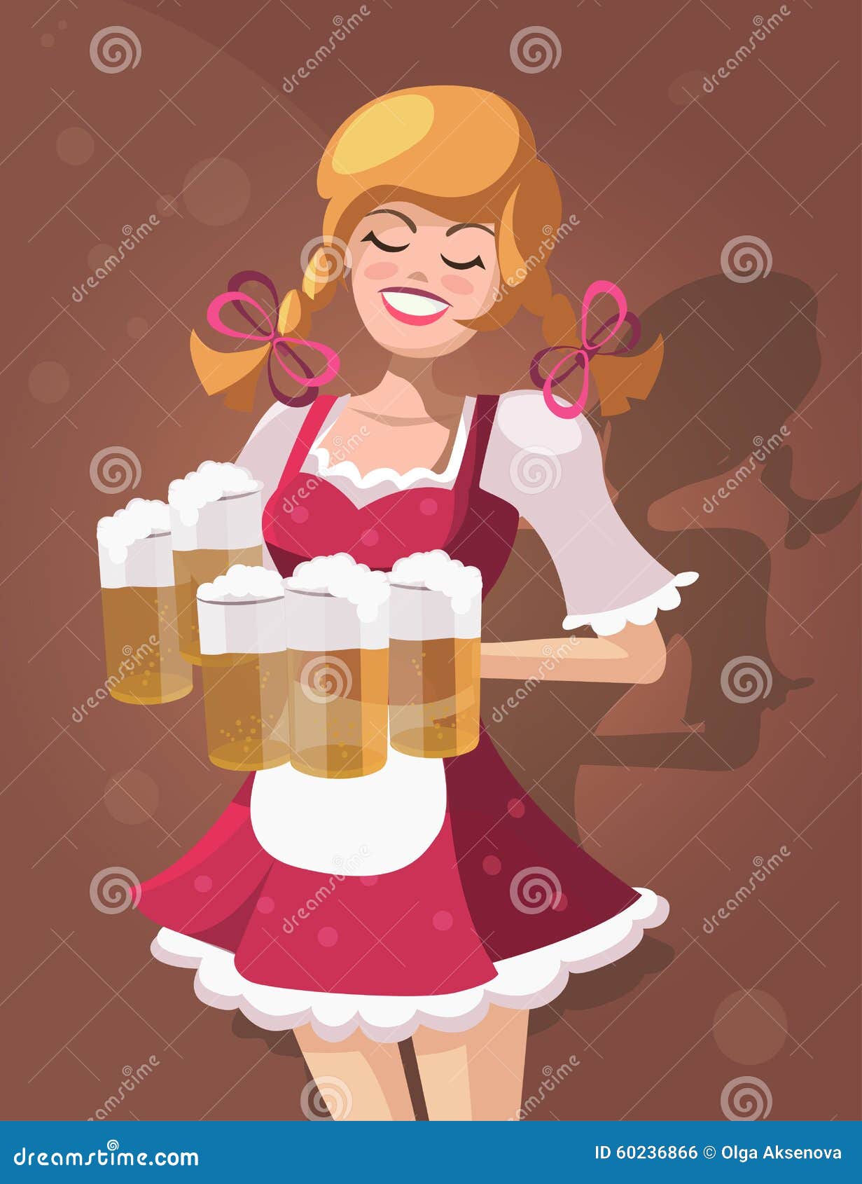 Waitress with beer stock vector. Illustration of restaurant - 60236866