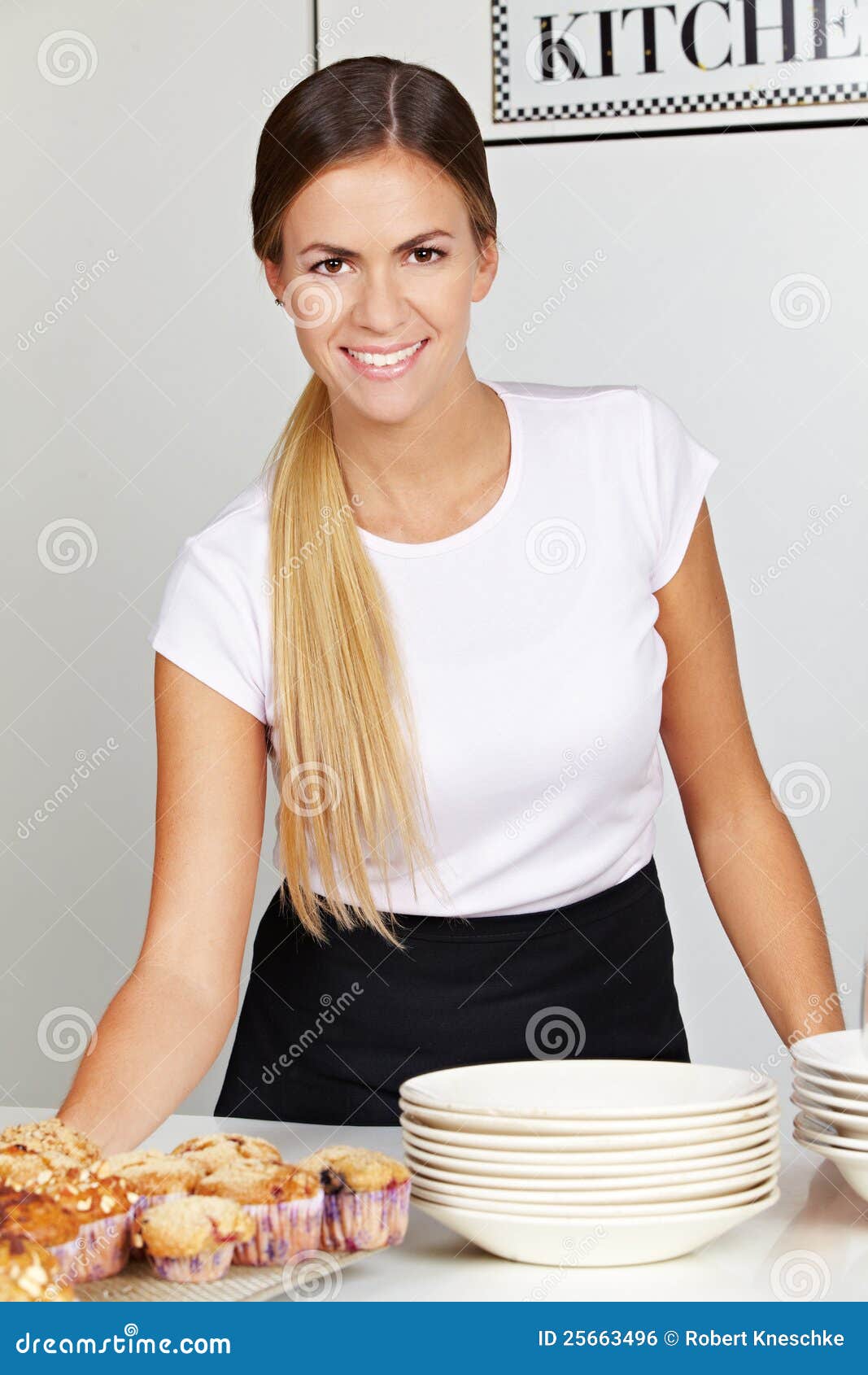 Waitress Behind Counter in CafÃ© Stock Photo - Image of sale, person ...