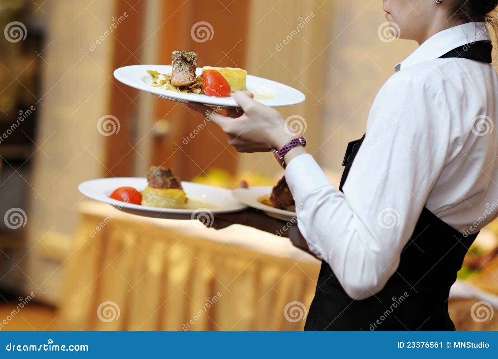Waitress Carrying Three Plates with Meat Dish Stock Image - Image of ... Waitress Carrying Three Plates with Meat Dish Stock Image - Image of ...