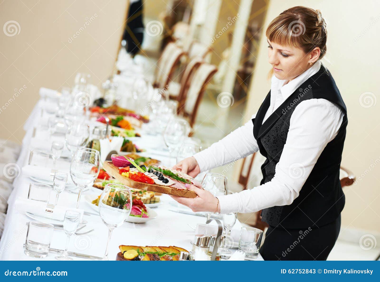Waitress at Catering Work in a Restaurant Stock Image - Image of serve ...