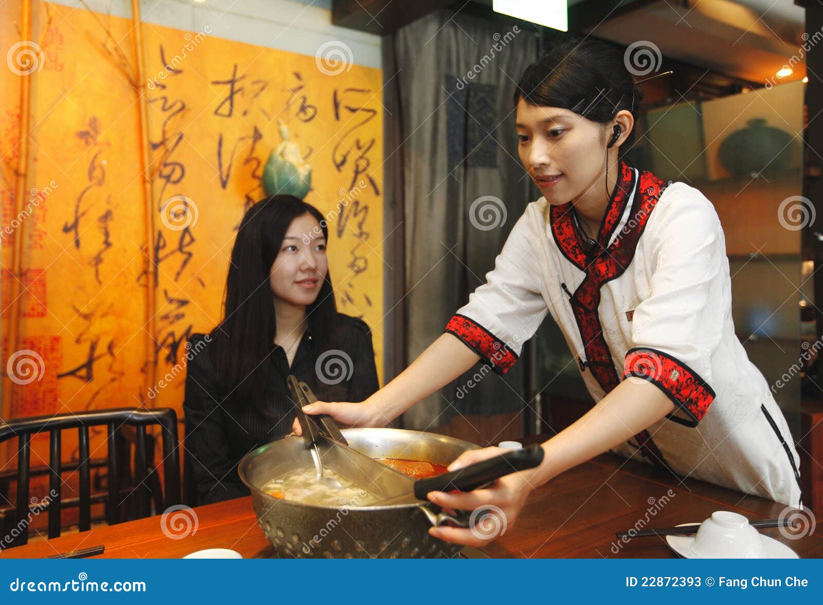 Waitress in Chinese style editorial stock photo. Image of style - 22872393