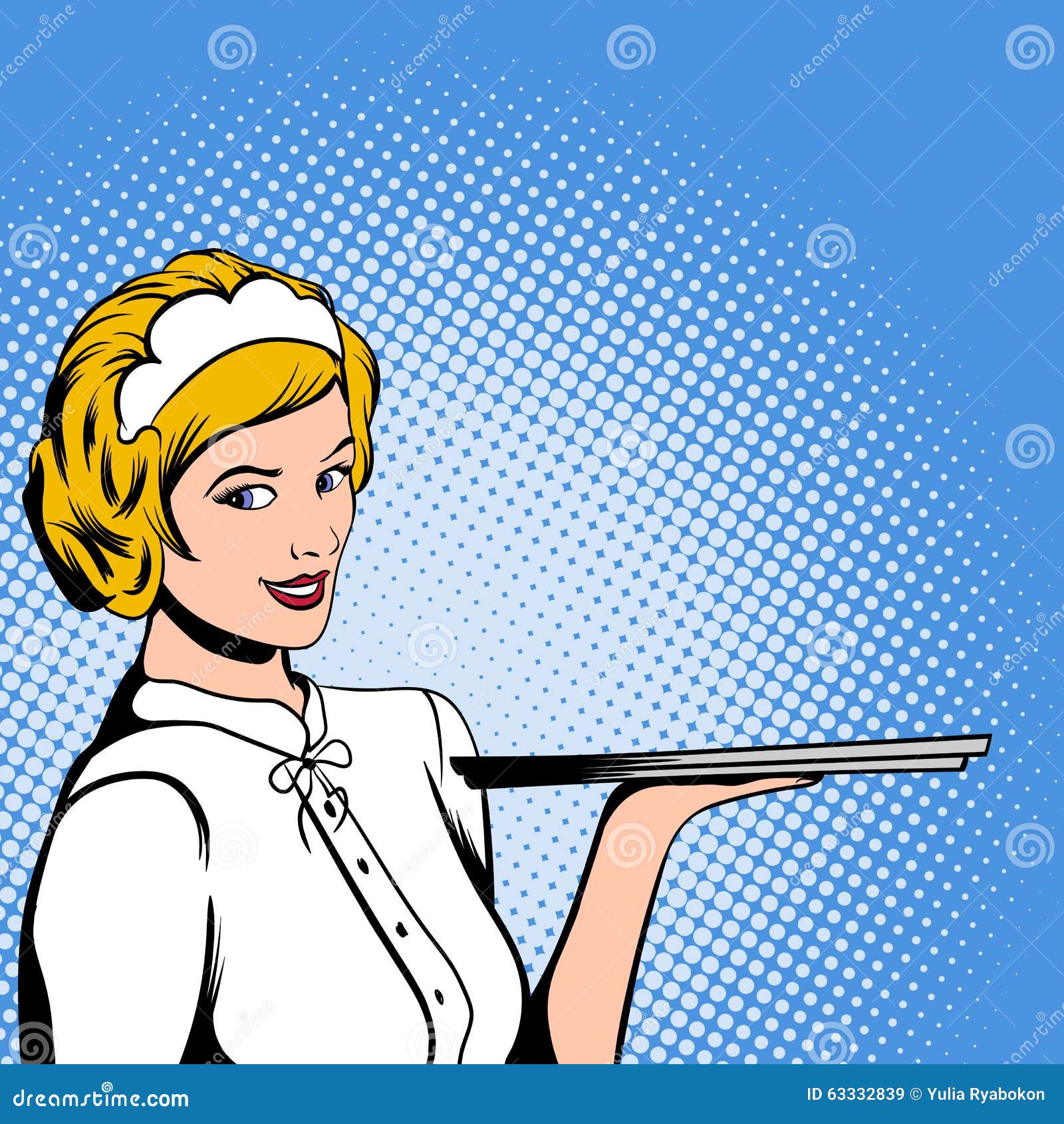 Waitress comics woman stock vector. Illustration of butler - 63332839