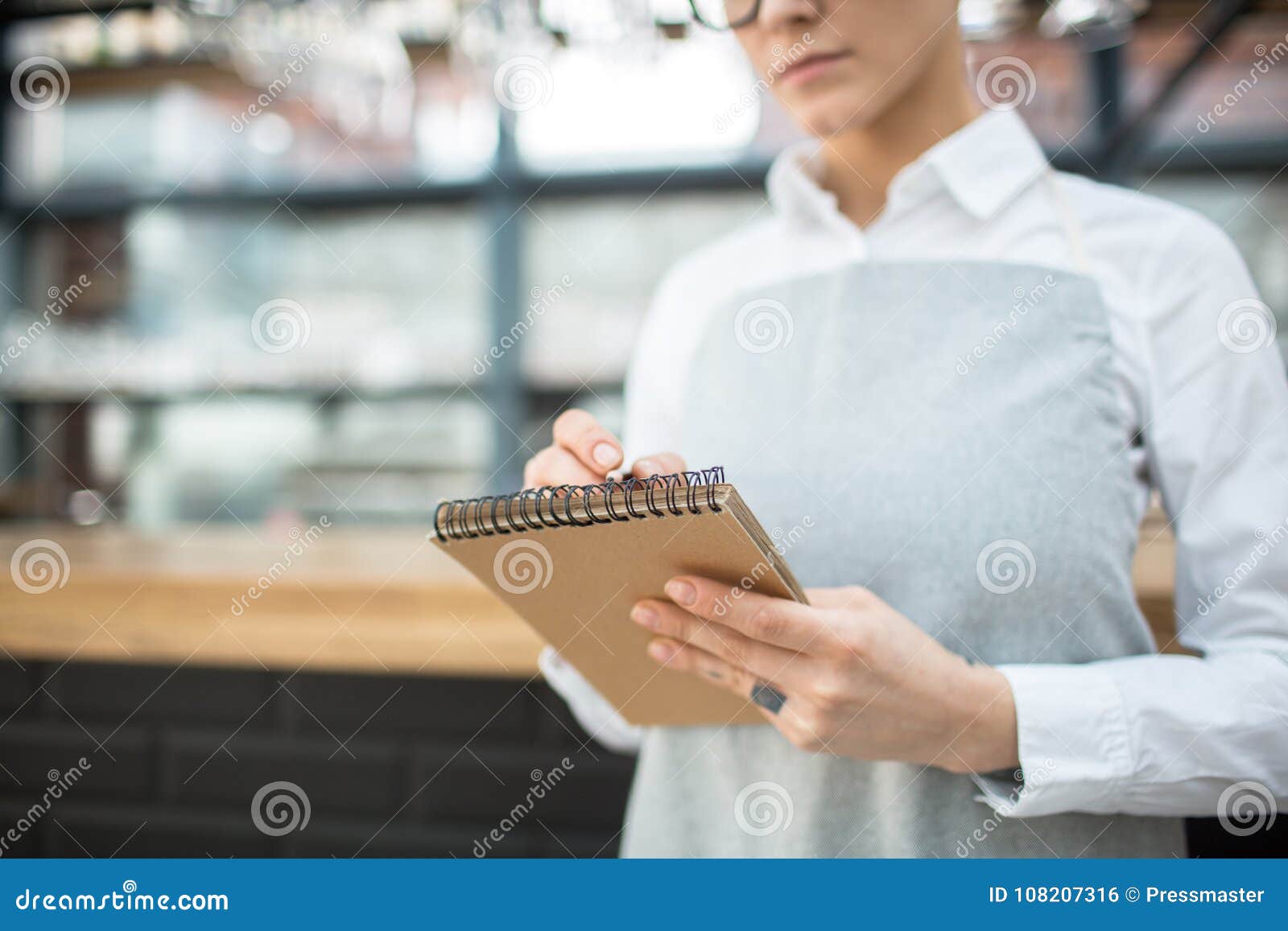 Notepad for orders stock photo. Image of girl, hand - 108207316