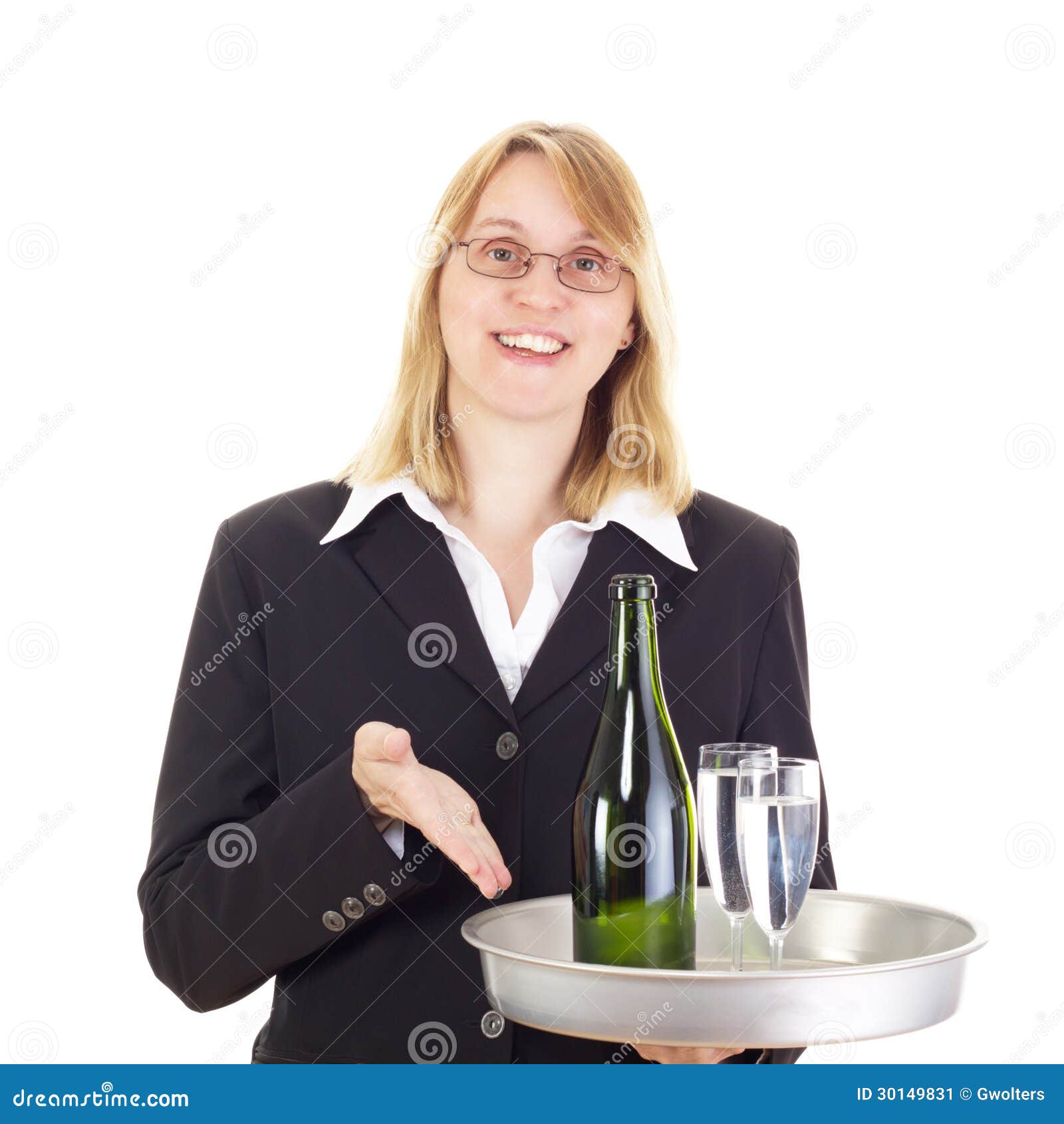 Waitress with dinner tray stock image. Image of party - 30149831