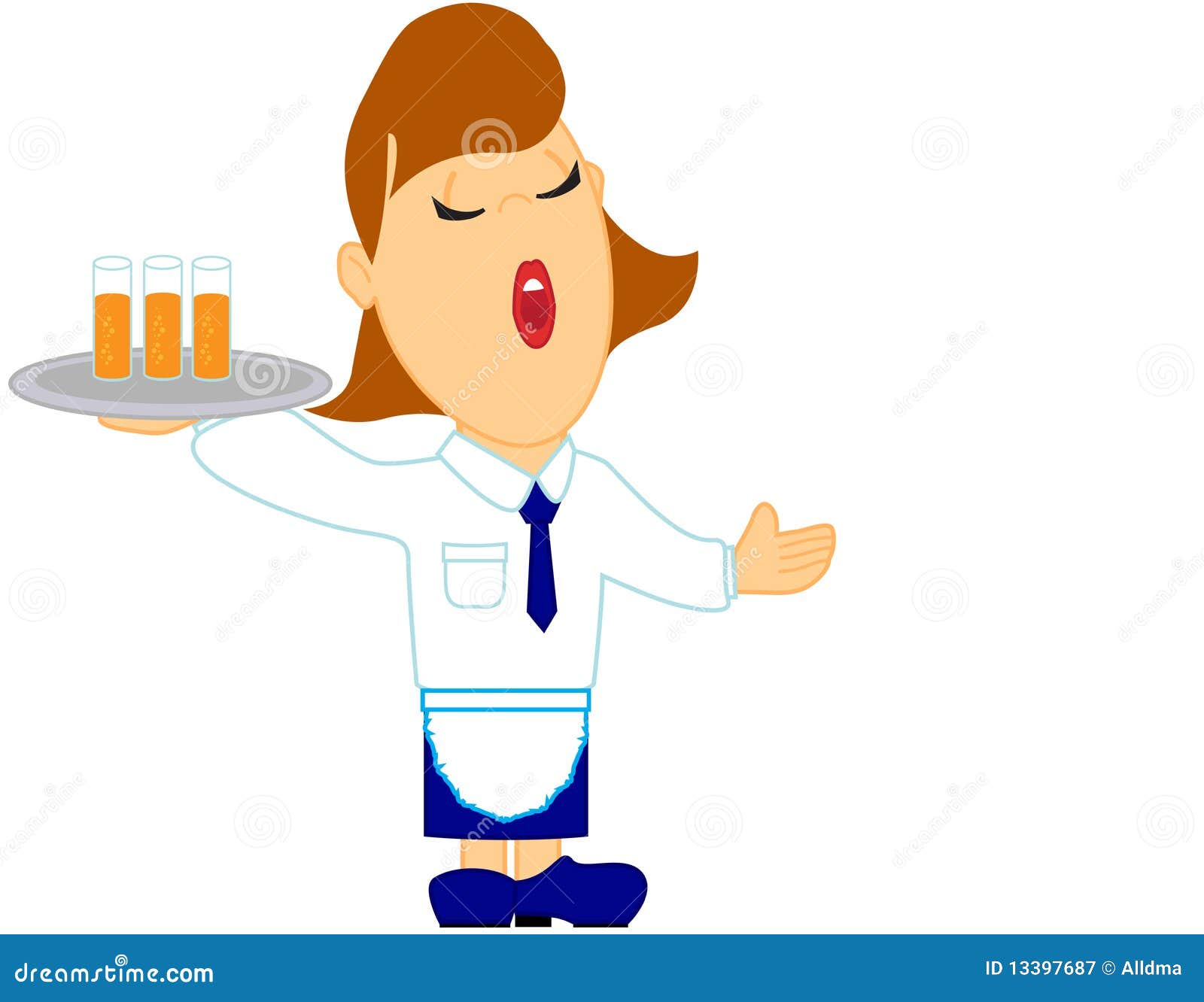 Waitress with drink tray stock vector. Illustration of graphical - 13397687