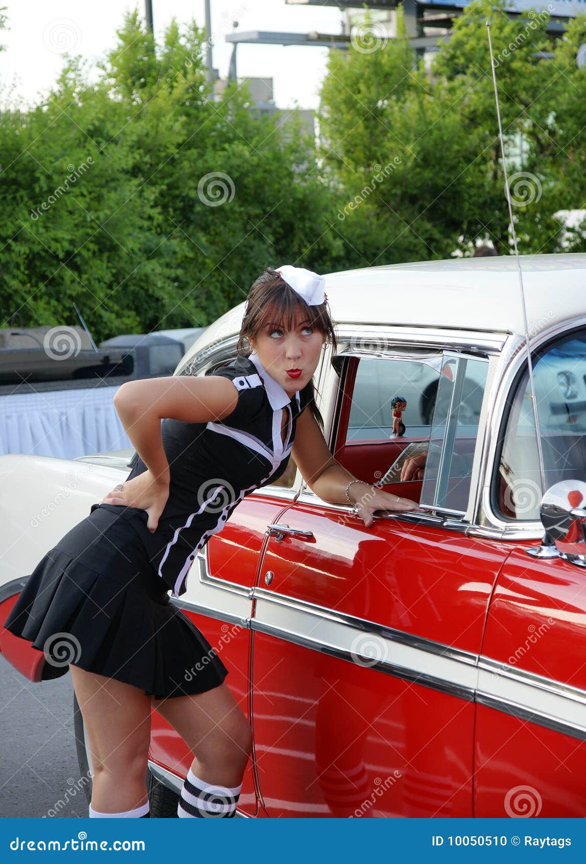 Waitress at Drive-in Restaurant Stock Photo - Image of malt, hamburger ...