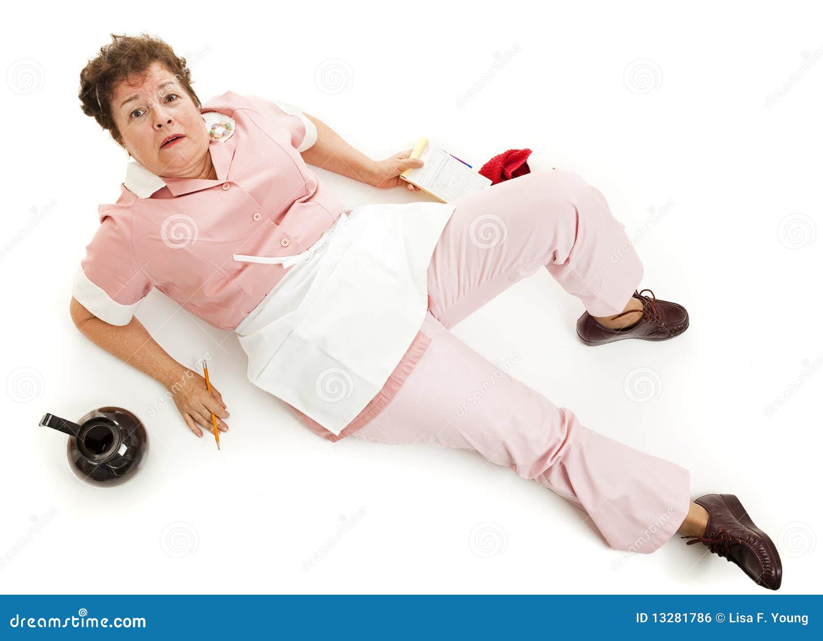 Waitress Fallen stock photo. Image of fall, middle, aged - 13281786