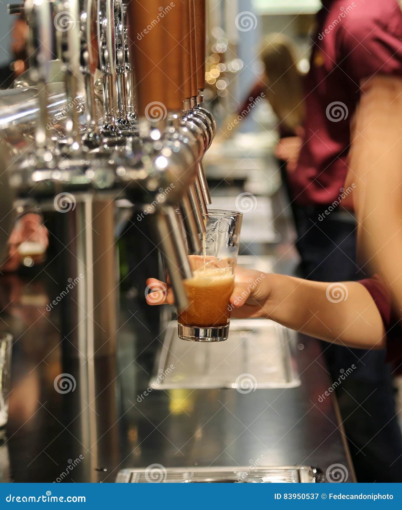 Waitress Fill the Glass of Beer Stock Image - Image of drink, waitress ...