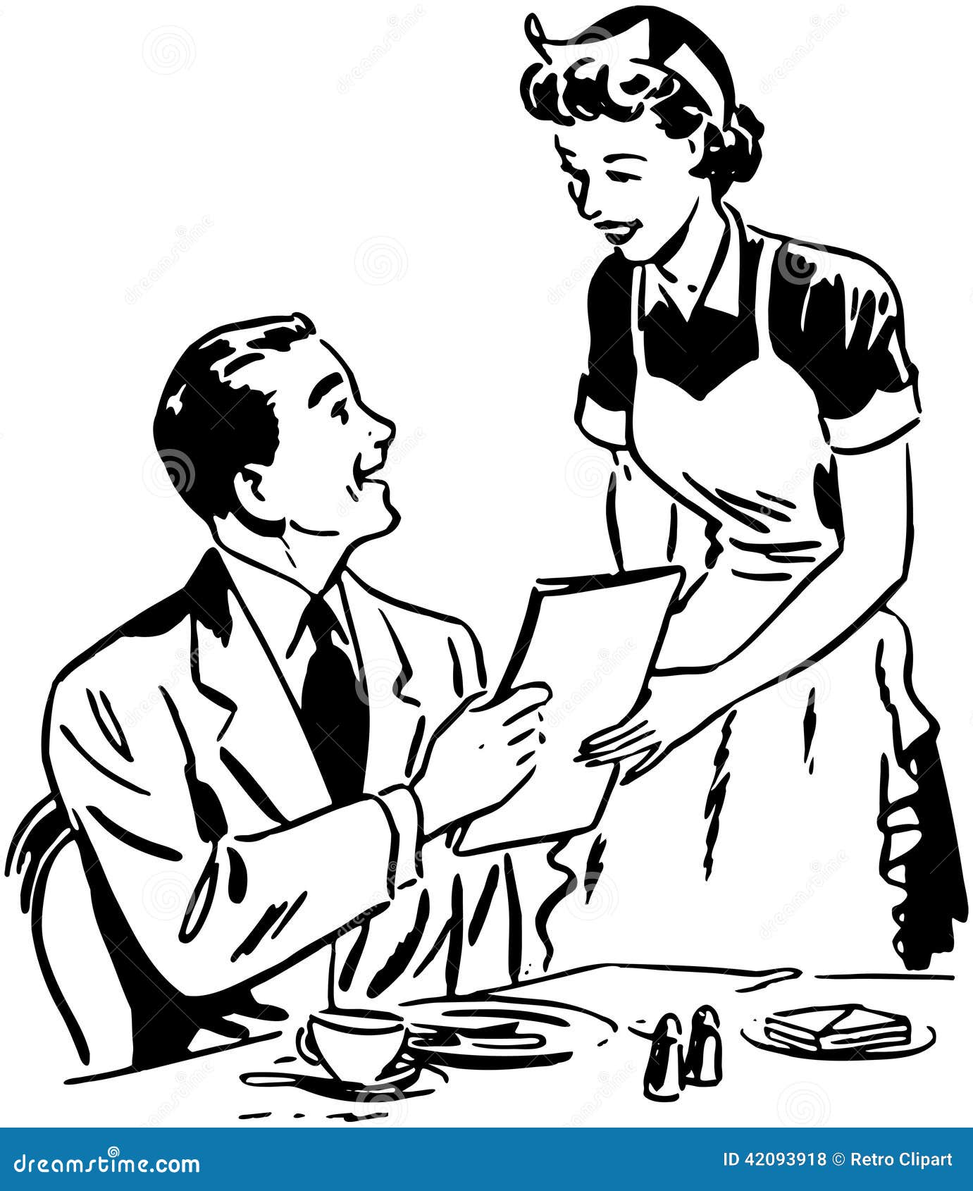 Waitress Handing Out Menu stock vector. Illustration of menus - 42093918