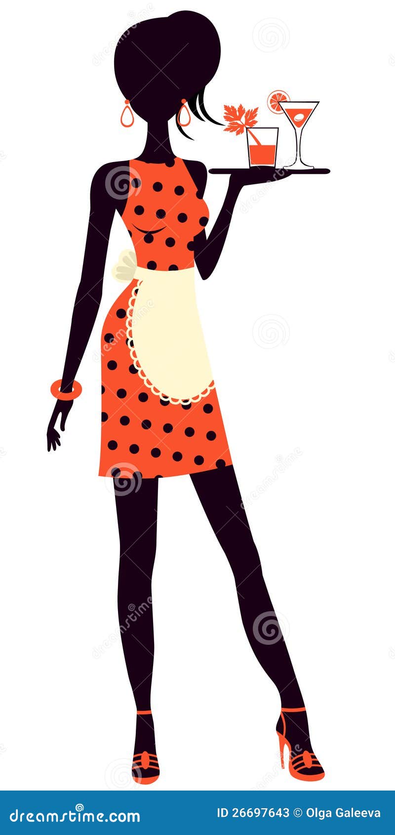 Waitress Holding Cocktails Stock Vector Illustration Of Restaurant