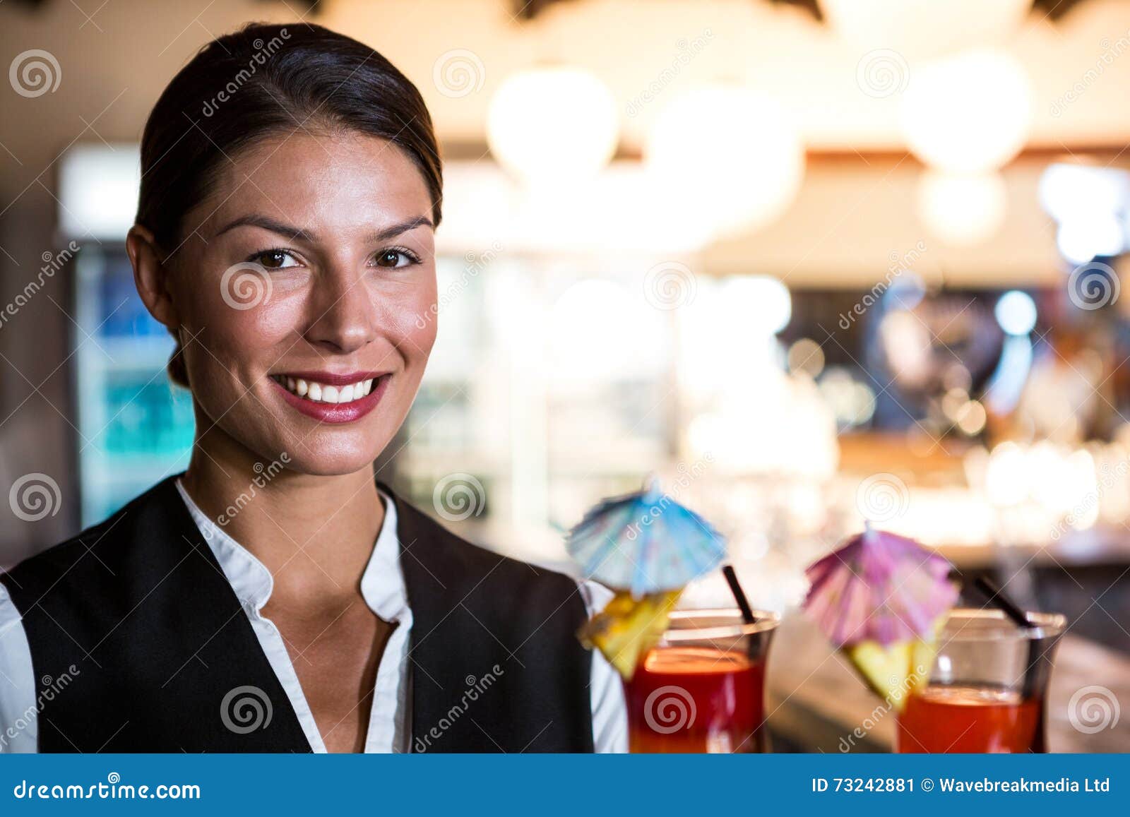 Waitress Holding Cocktails Stock Image Image Of Classy 73242881