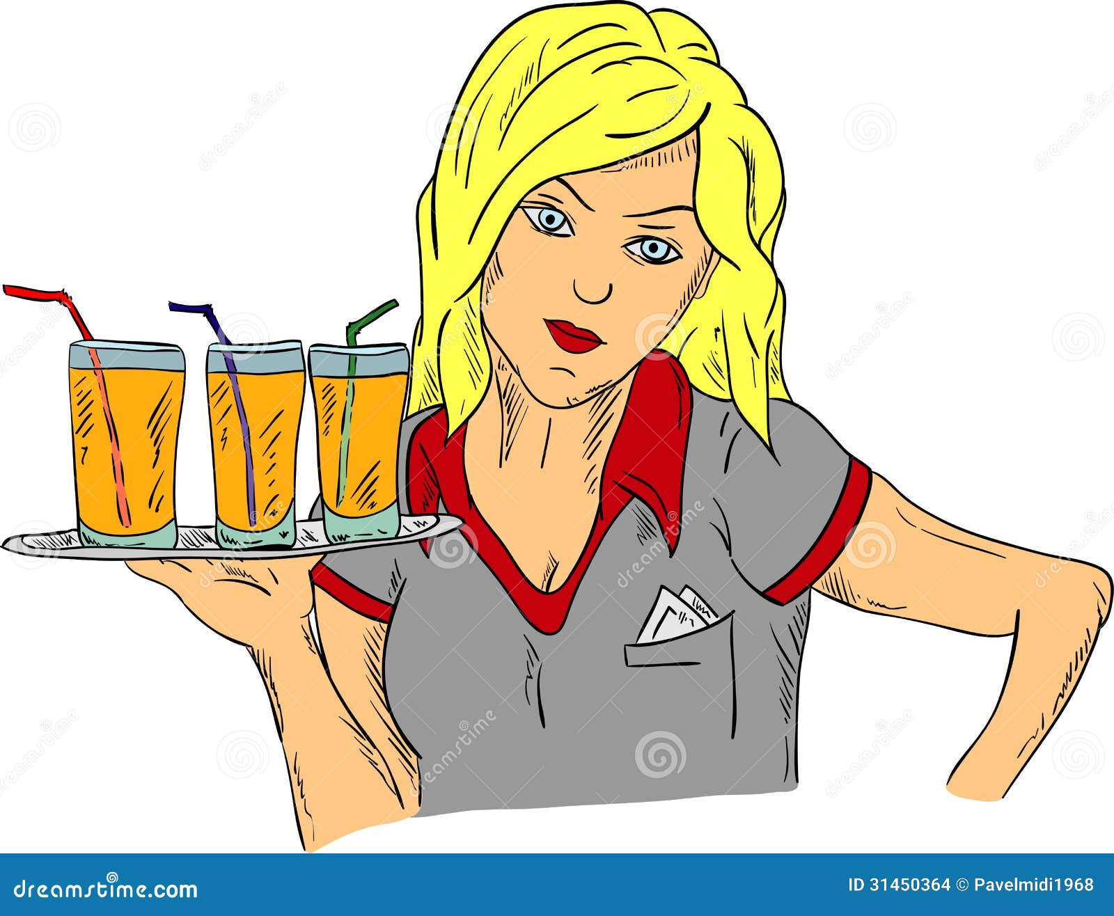 Vector Waitress With Peking Duck. Flat Style Colorful Cartoon ...