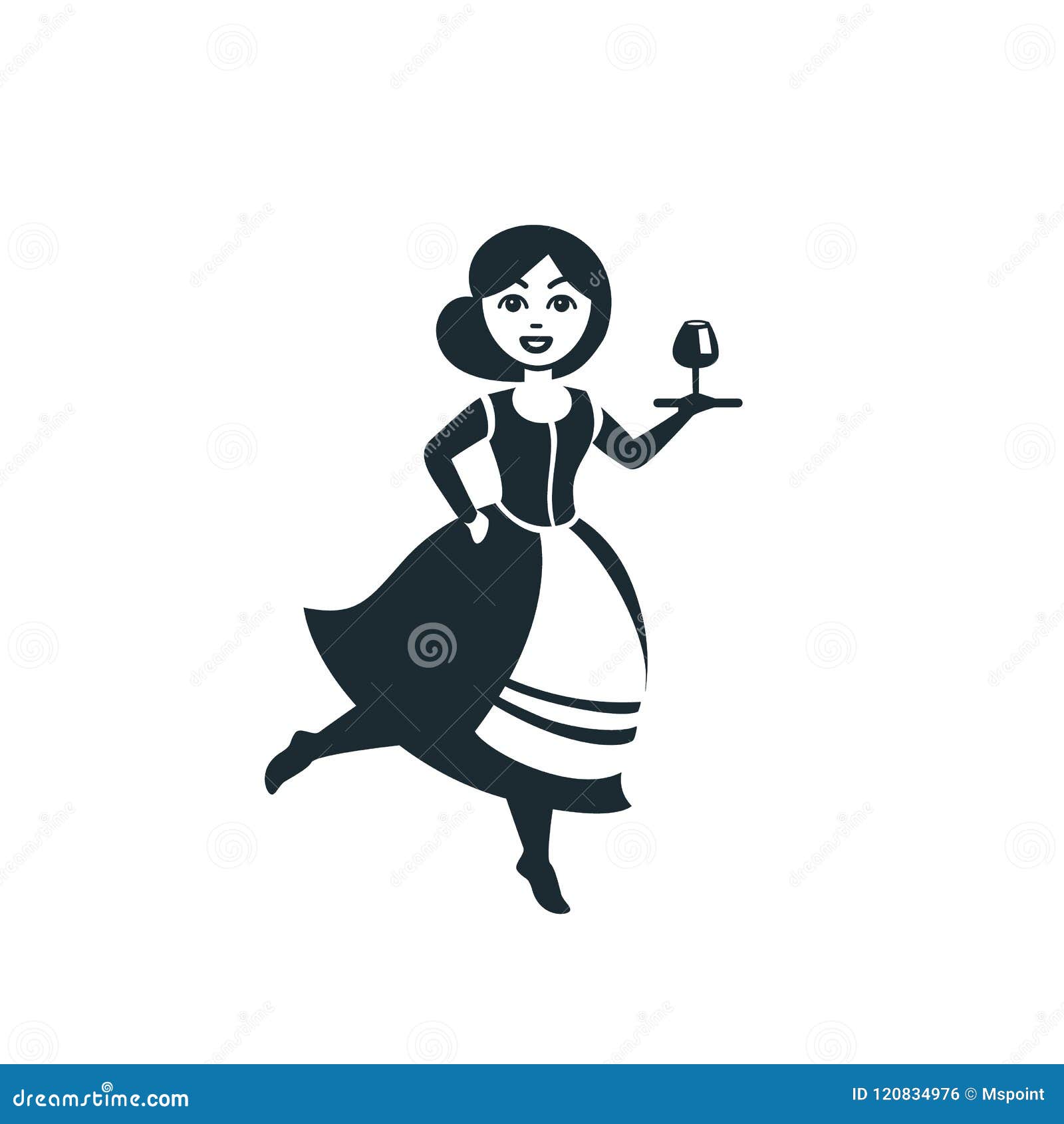 Waitress Holding Tray With Glass Of Red Wine Full Length Waitress