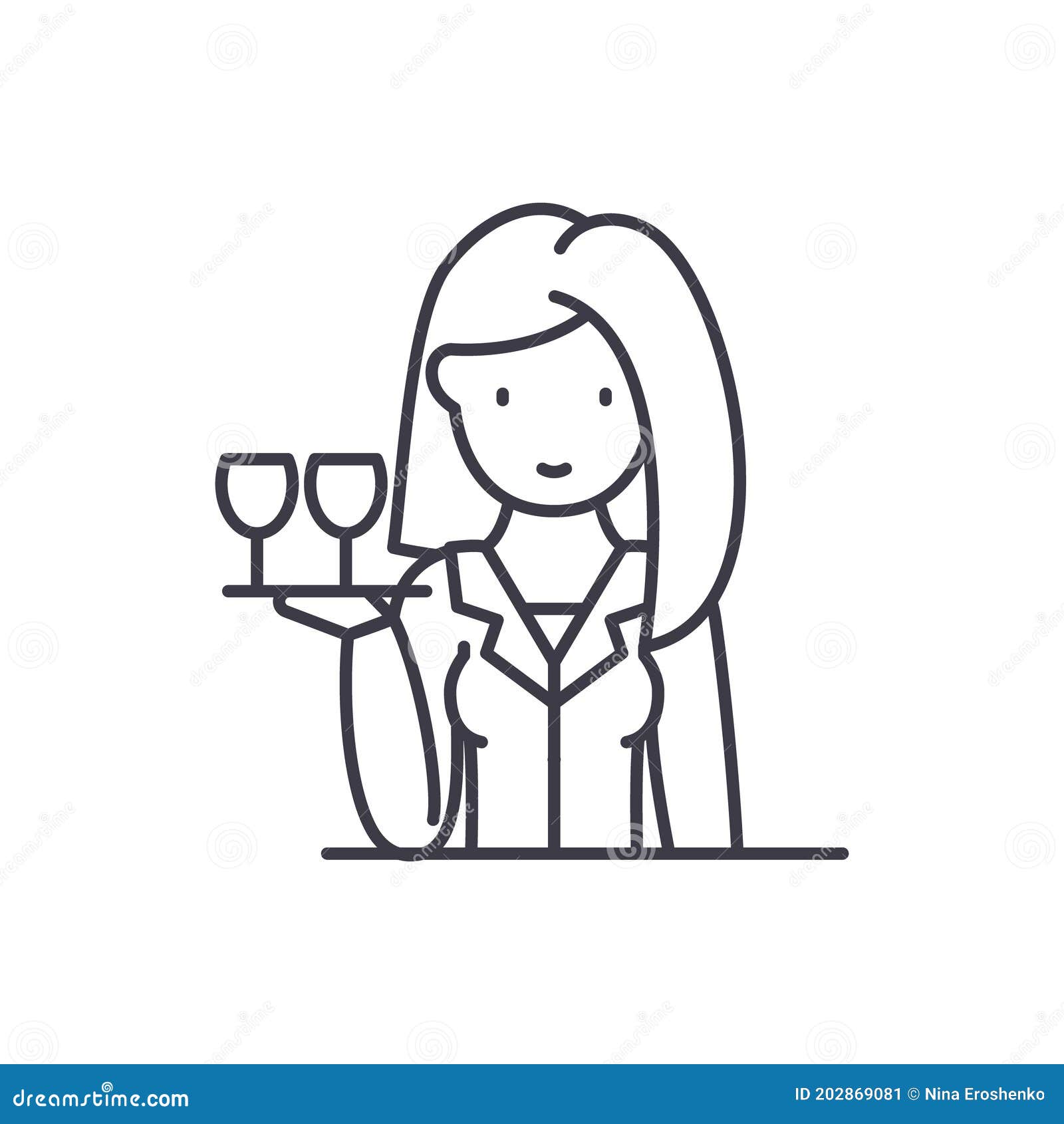 Waitress Icon, Linear Isolated Illustration, Thin Line Vector, Web ...