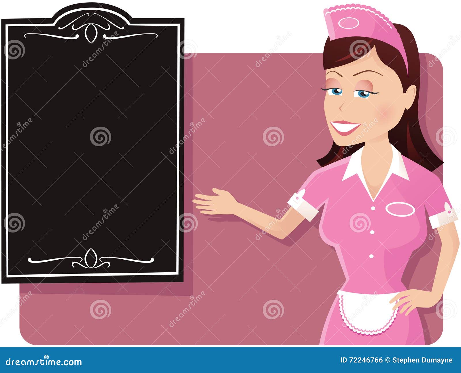 Waitress And Menu Board Vector Illustration | CartoonDealer.com #72246766