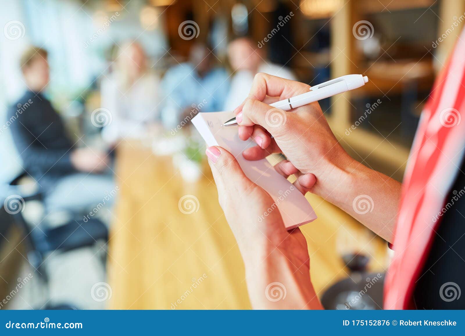 Waitress with Notepad Takes Order Stock Photo - Image of bistro ...