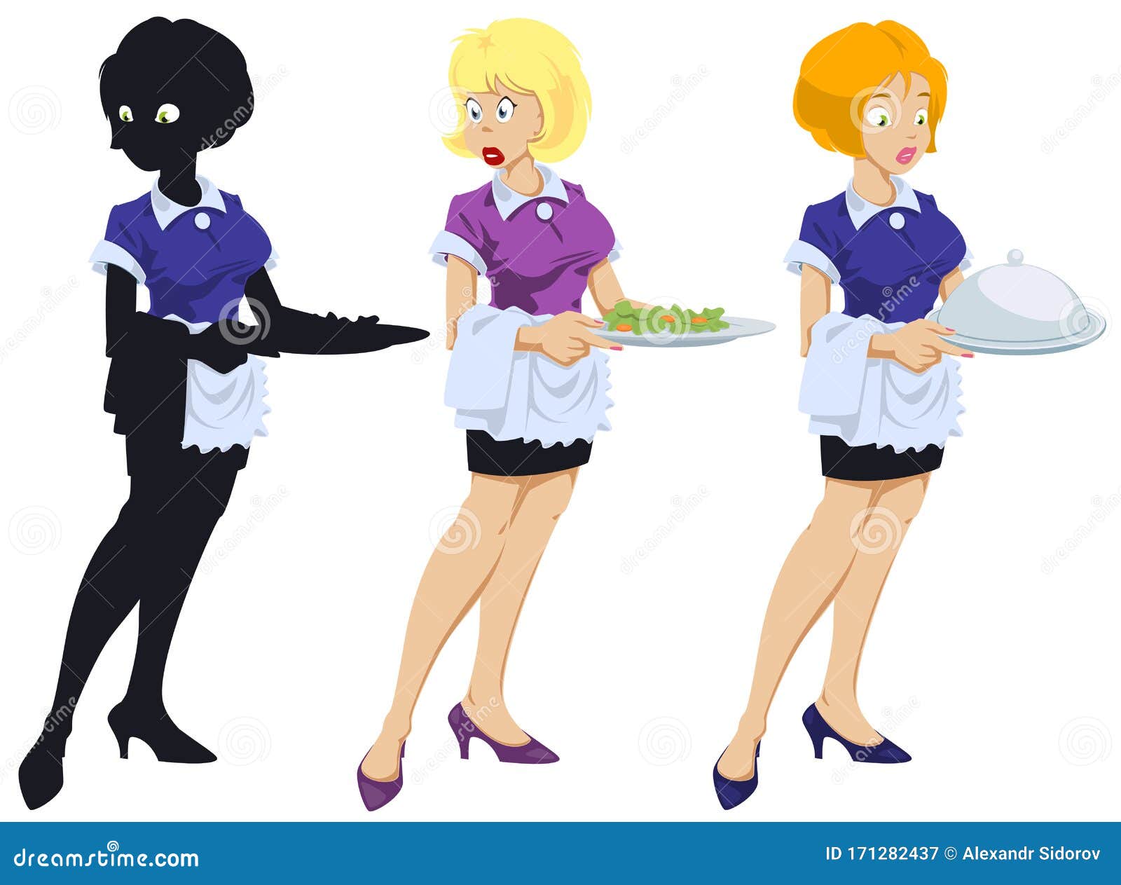 Waitress with an Order. Funny People Stock Vector - Illustration of ...