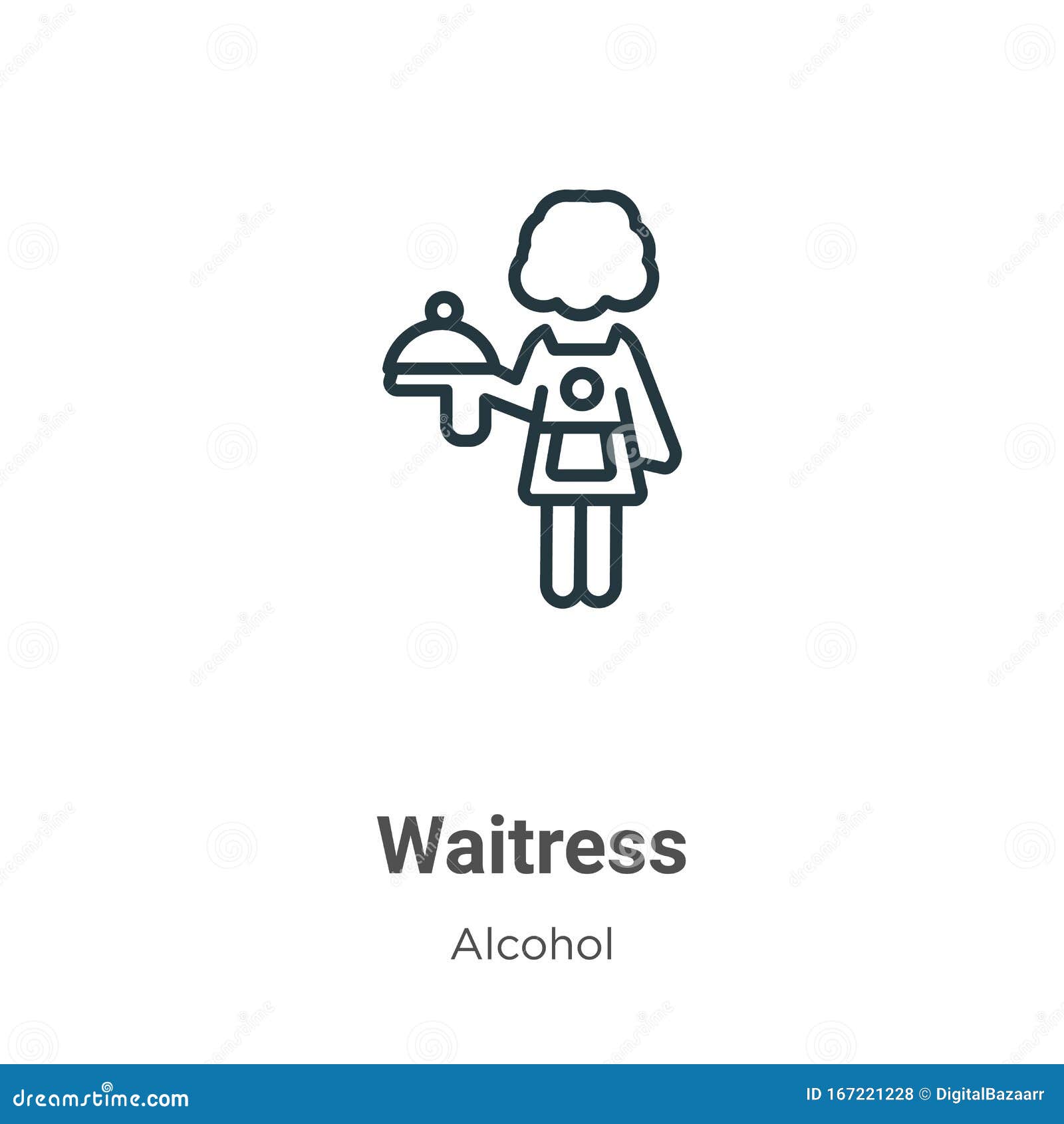 Waitress Outline Vector Icon. Thin Line Black Waitress Icon, Flat Vector Simple Element ...
