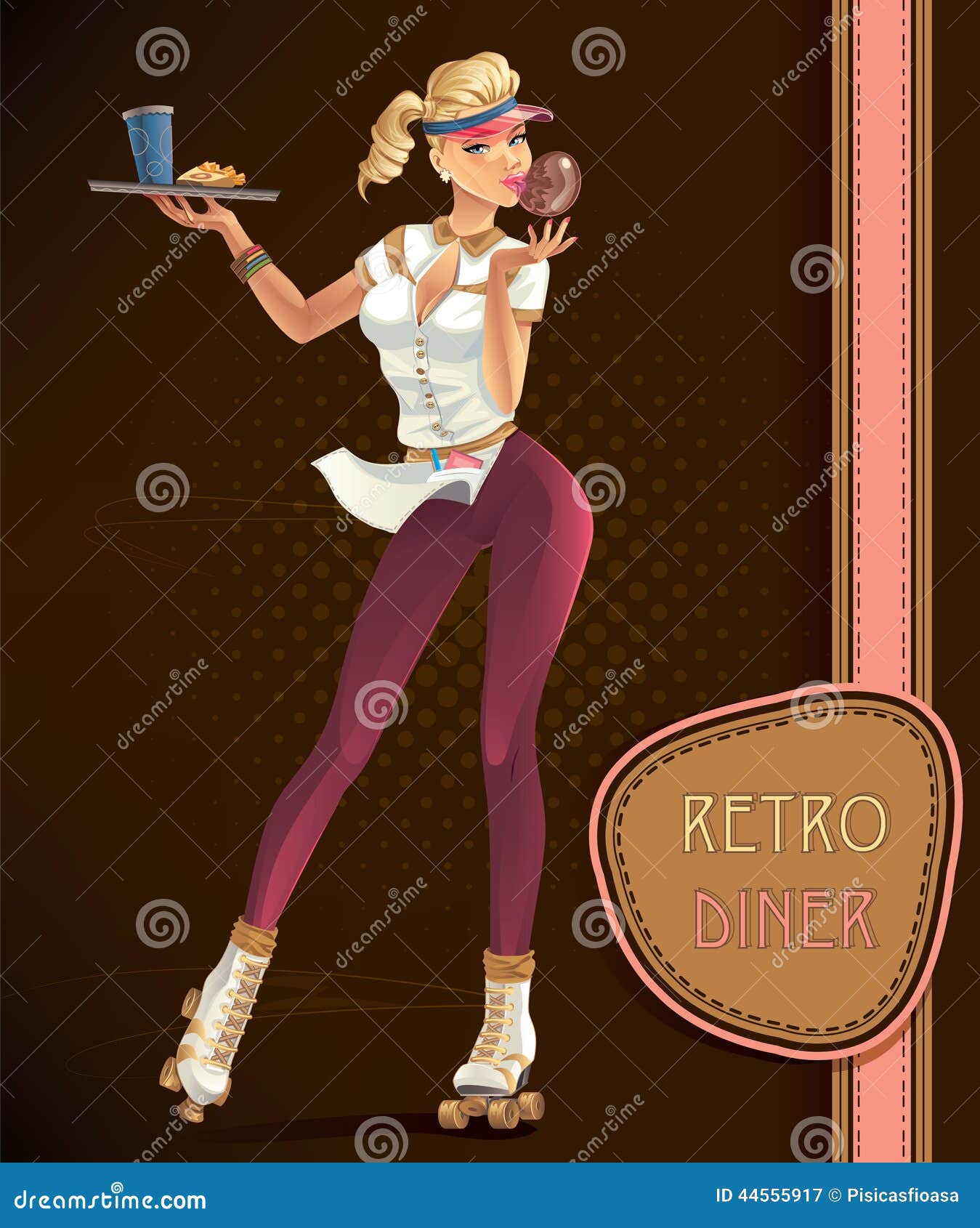 Waitress stock vector. Illustration of retro, pinup, coffee - 44555917