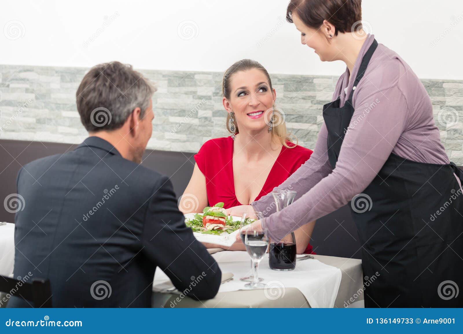 Waitress Placing Order on Table Stock Image - Image of delicious ...