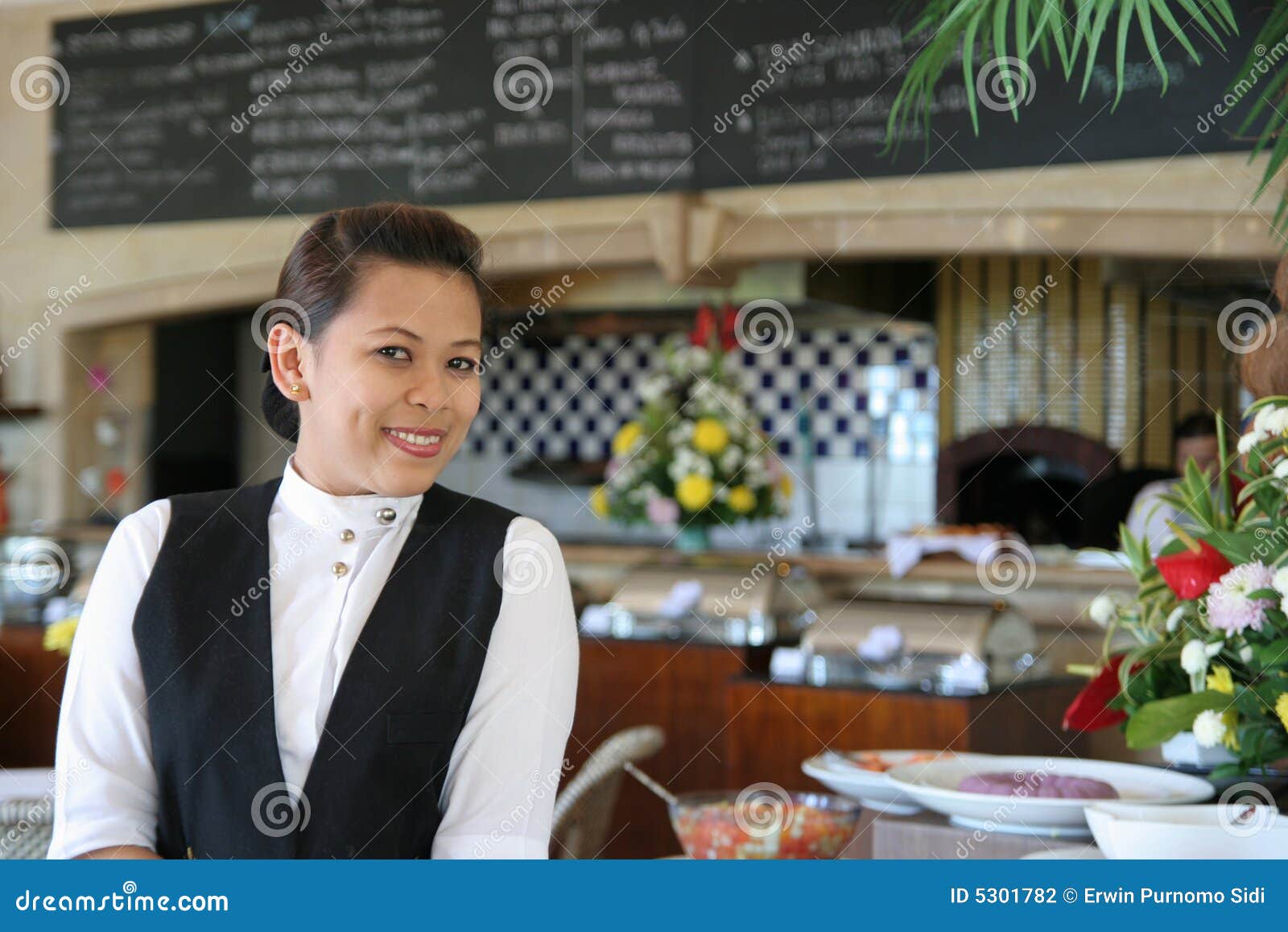 Waitress Pose at Restaurant Stock Photo - Image of employee, staff: 5301782