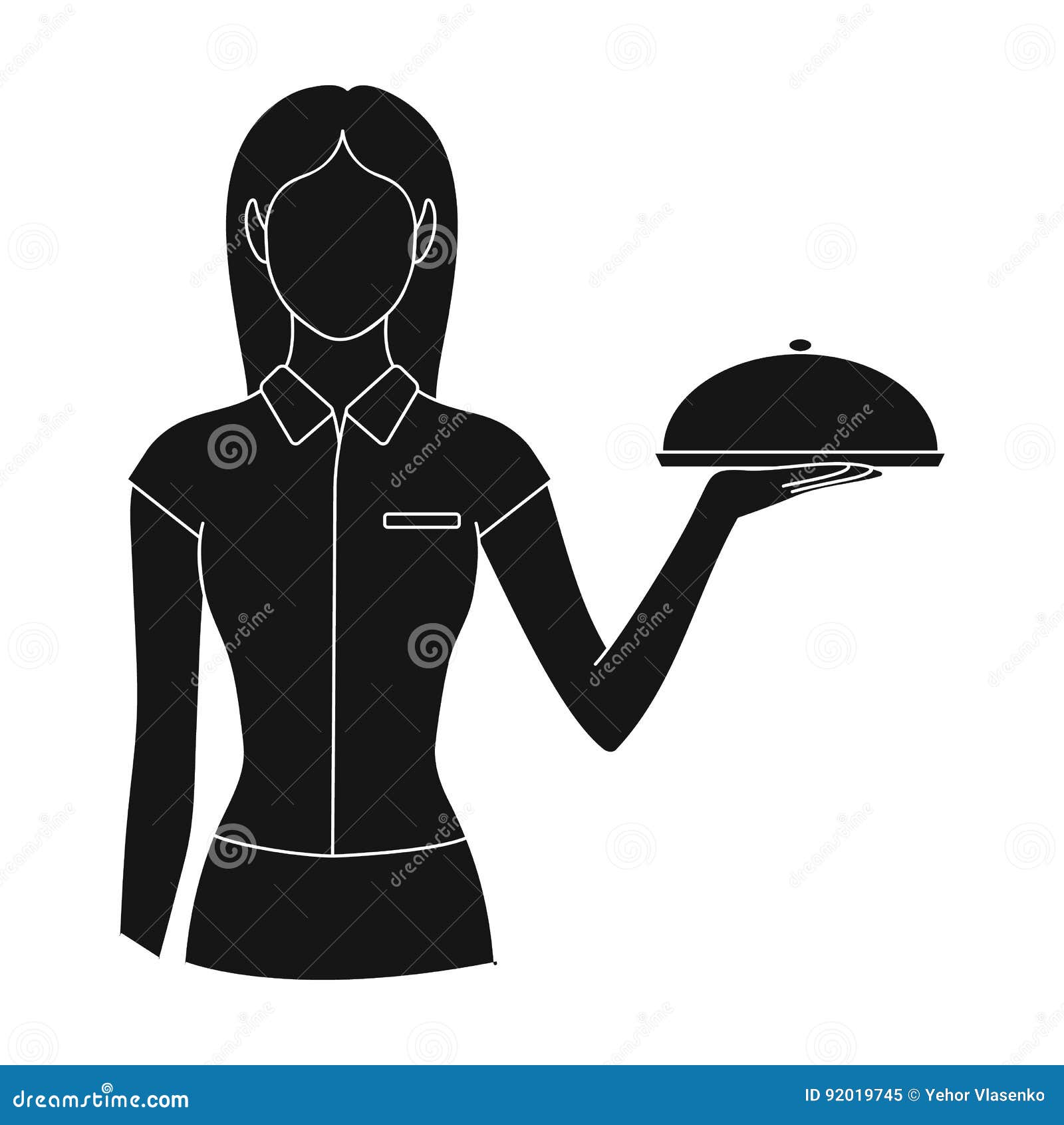 The Waitress.Professions Single Icon in Black Style Vector Symbol Stock ...