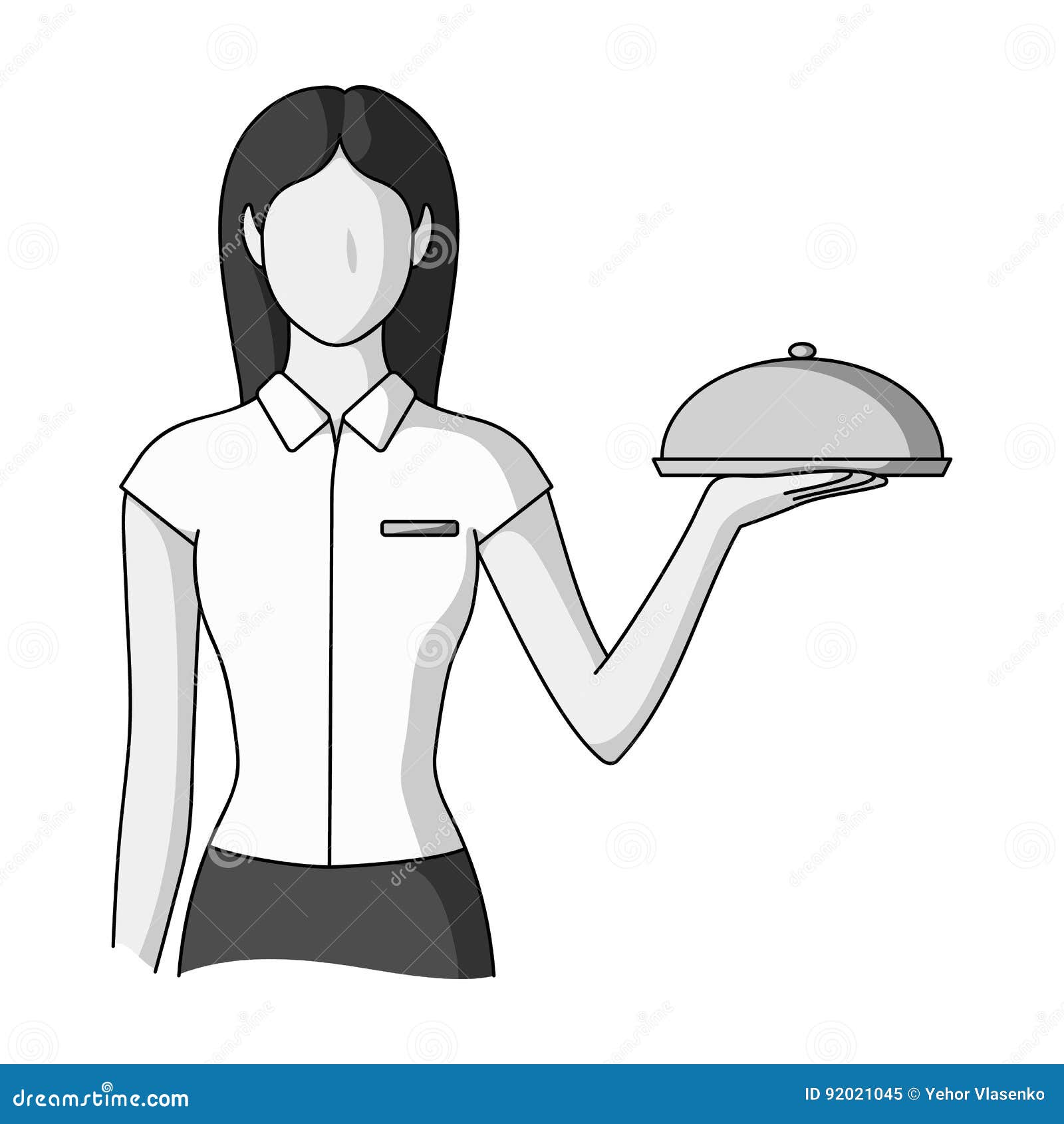 The Waitress.Professions Single Icon in Monochrome Style Vector Symbol ...