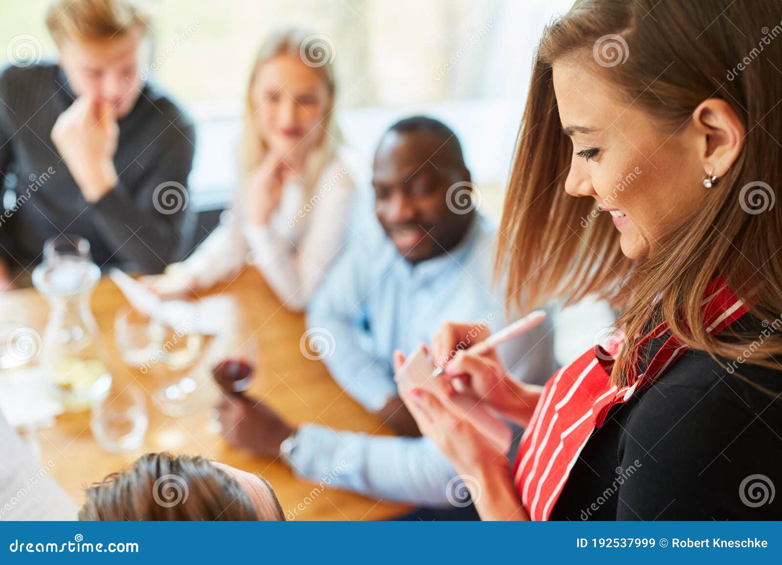 Waitress in the Restaurant Notes Order of the Guests Stock Image ...