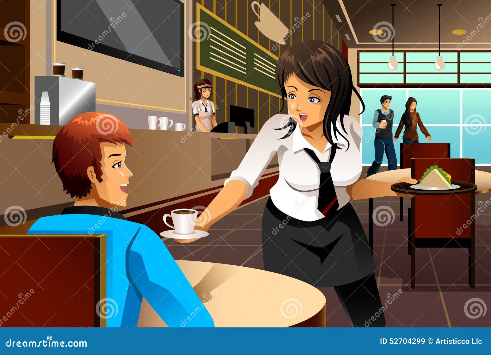 Waitress Serving Clipart