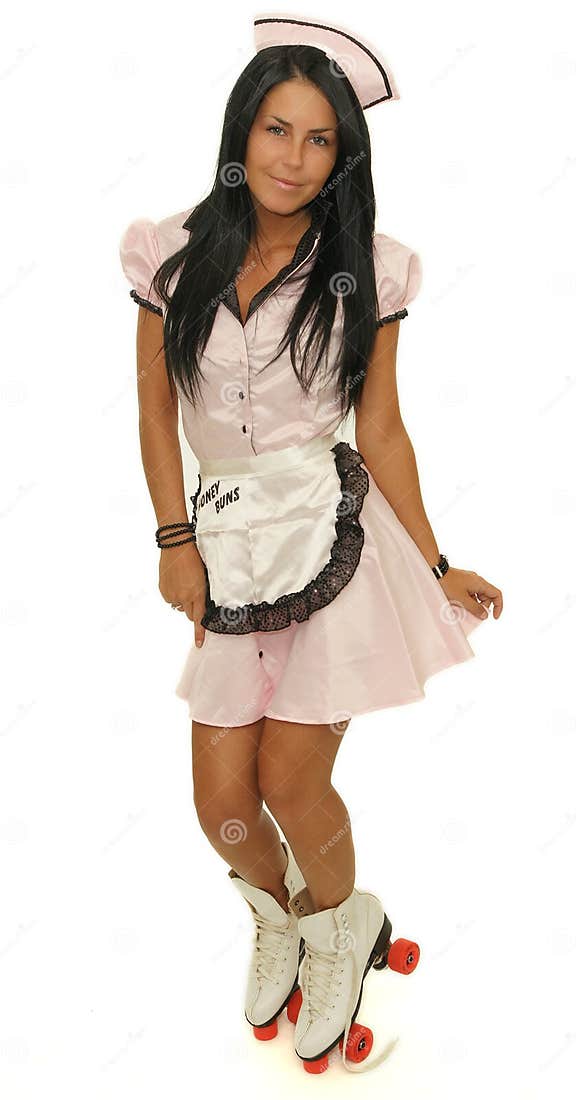 Waitress with roller skate stock image. Image of body - 20383941