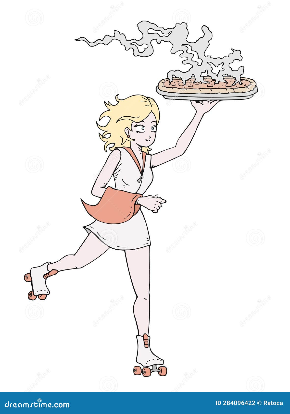 Waitress with roller skate stock vector. Illustration of sweet - 284096422