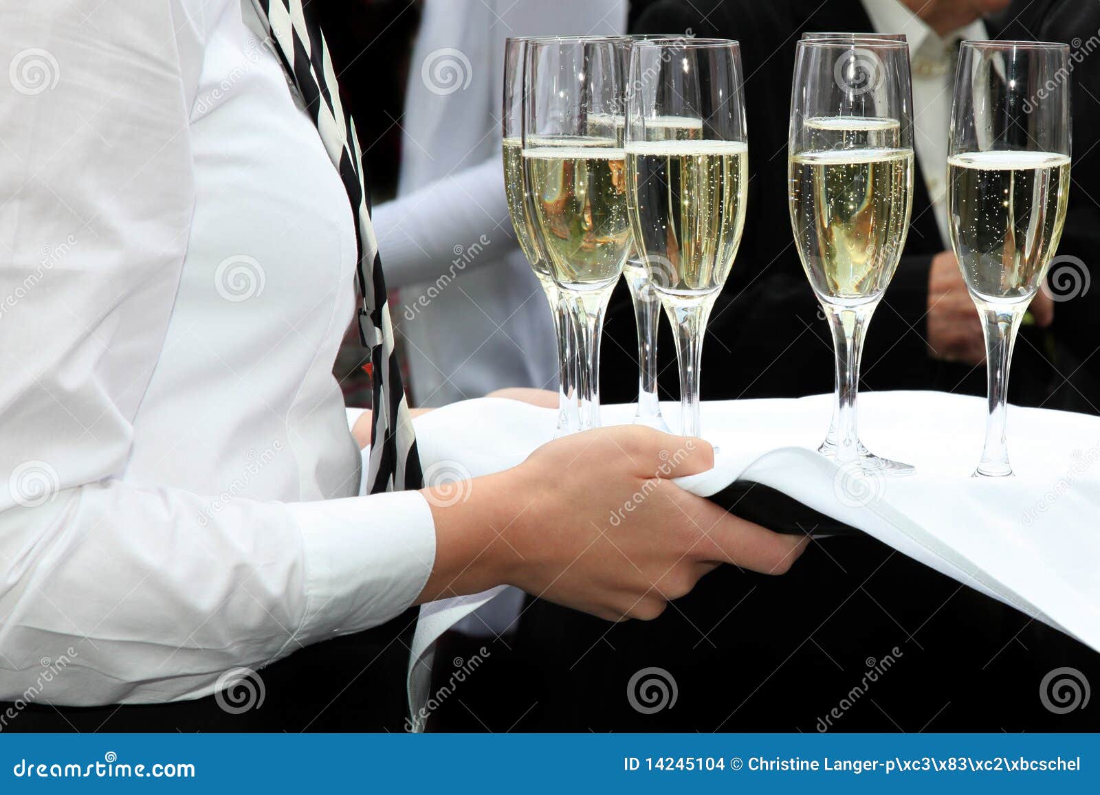 Waitress Served Champagne in a Champagne Reception Stock Photo - Image ...