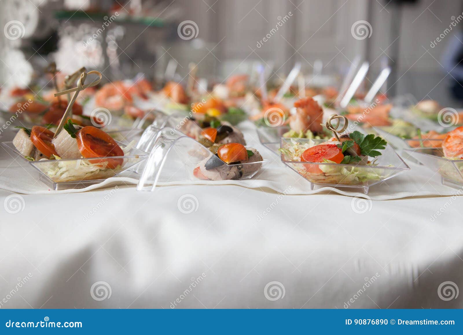 Waitress Serves Tables for Cocktail Party. Catering Stock Photo - Image ...