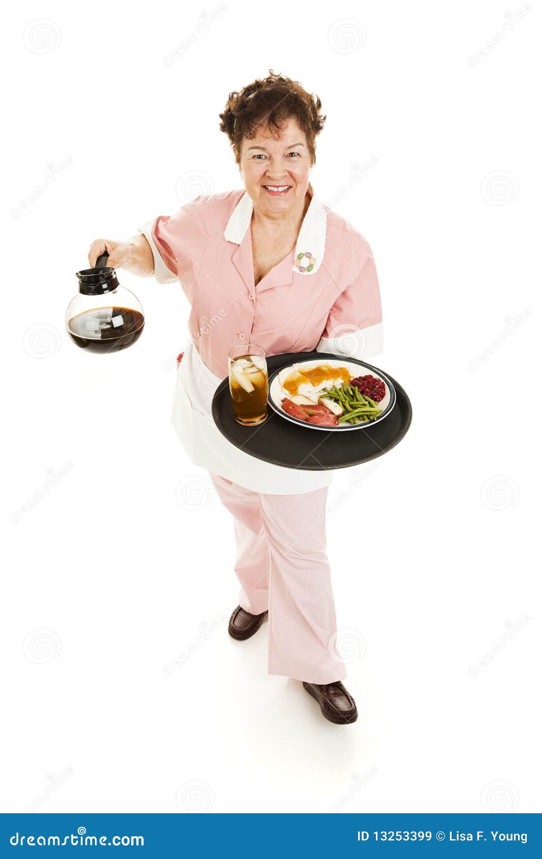 Waitress Serves You - Full Body Stock Image - Image of drink, body ...