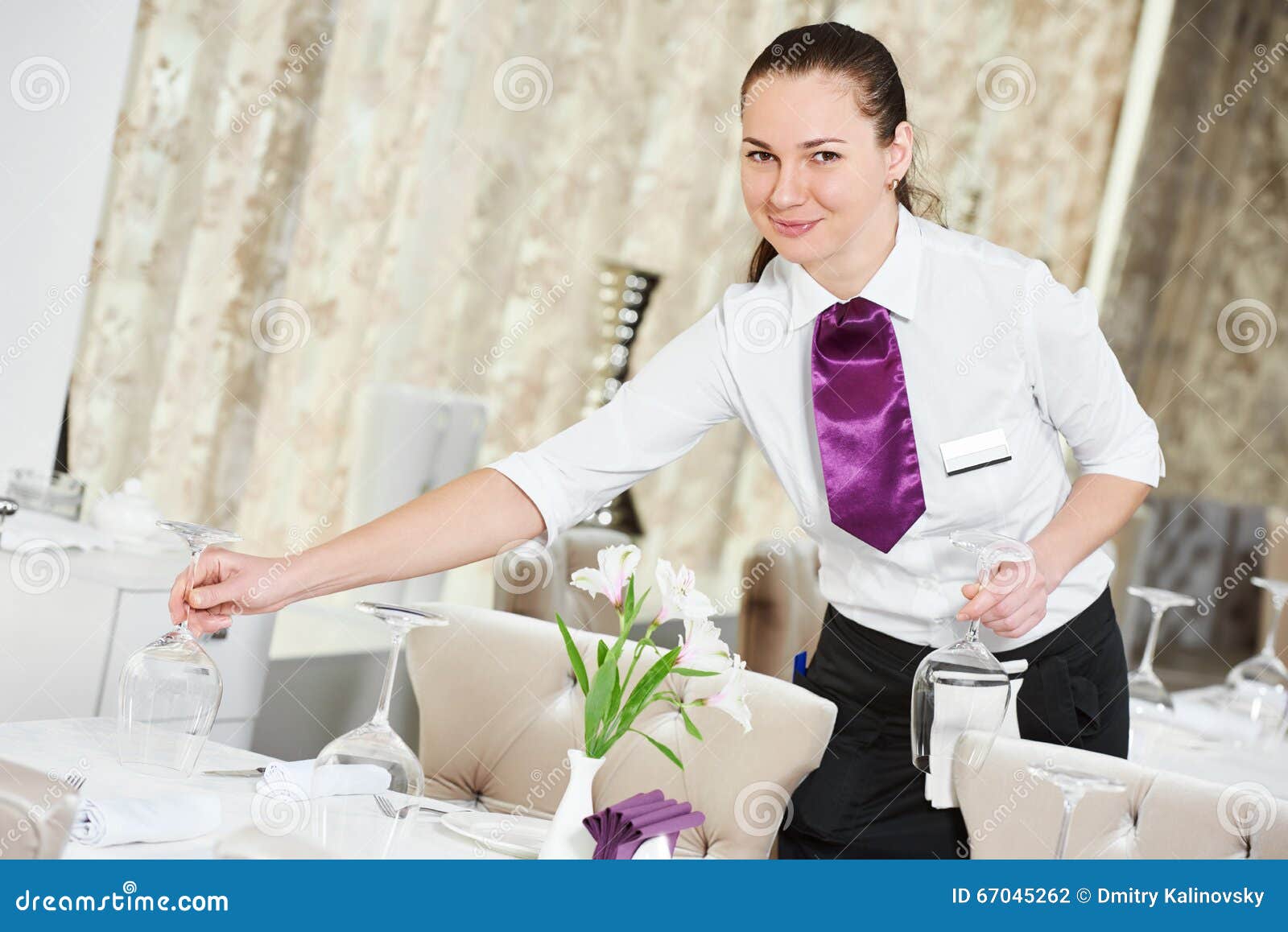 Waitress Serving Banquet Table Stock Photo - Image of employee, event ...