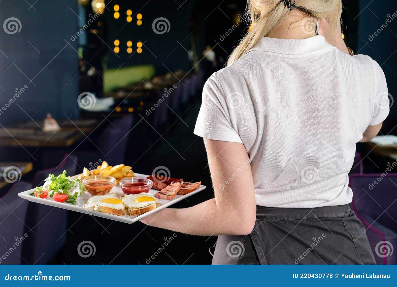 Waitress Serving Breakfast at a Restaurant Stock Photo - Image of meal ...