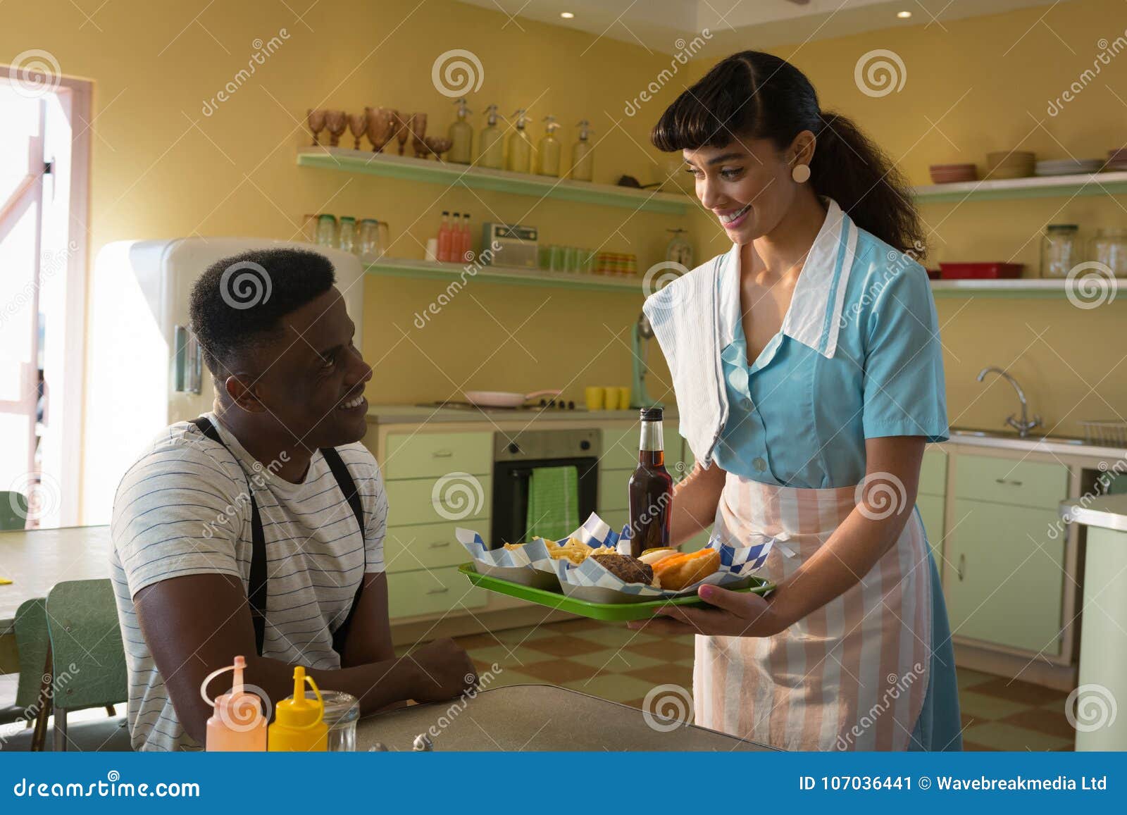 Waitress Serving Breakfast To Customer Stock Image - Image of indoors ...