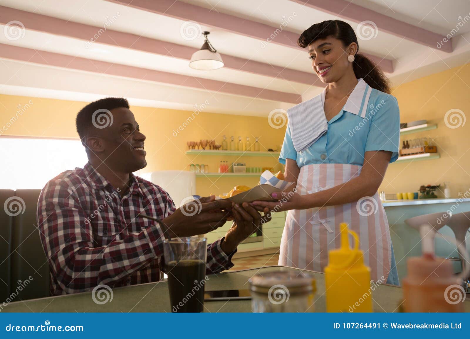 Waitress Serving Breakfast To Customer Stock Image - Image of caucasian ...