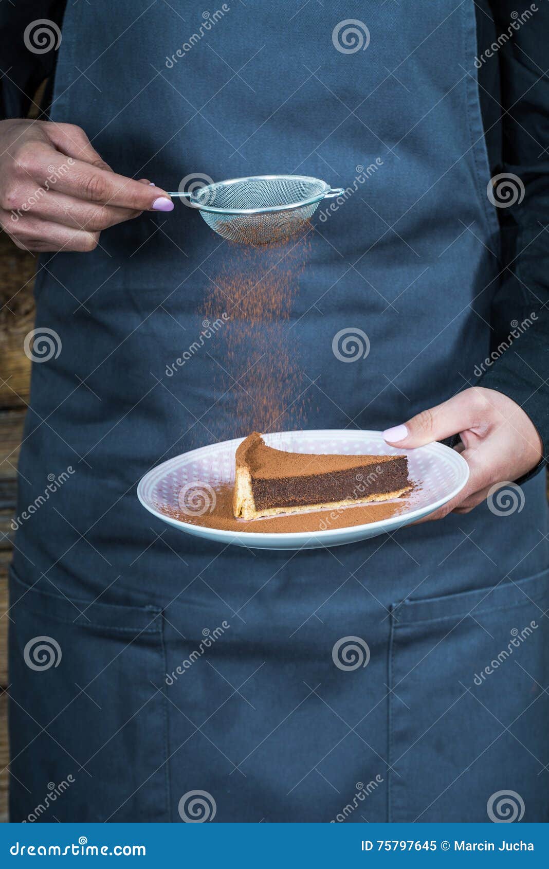 Waitress Serving Chocolate Cake Stock Image - Image of cake, chocolate ...