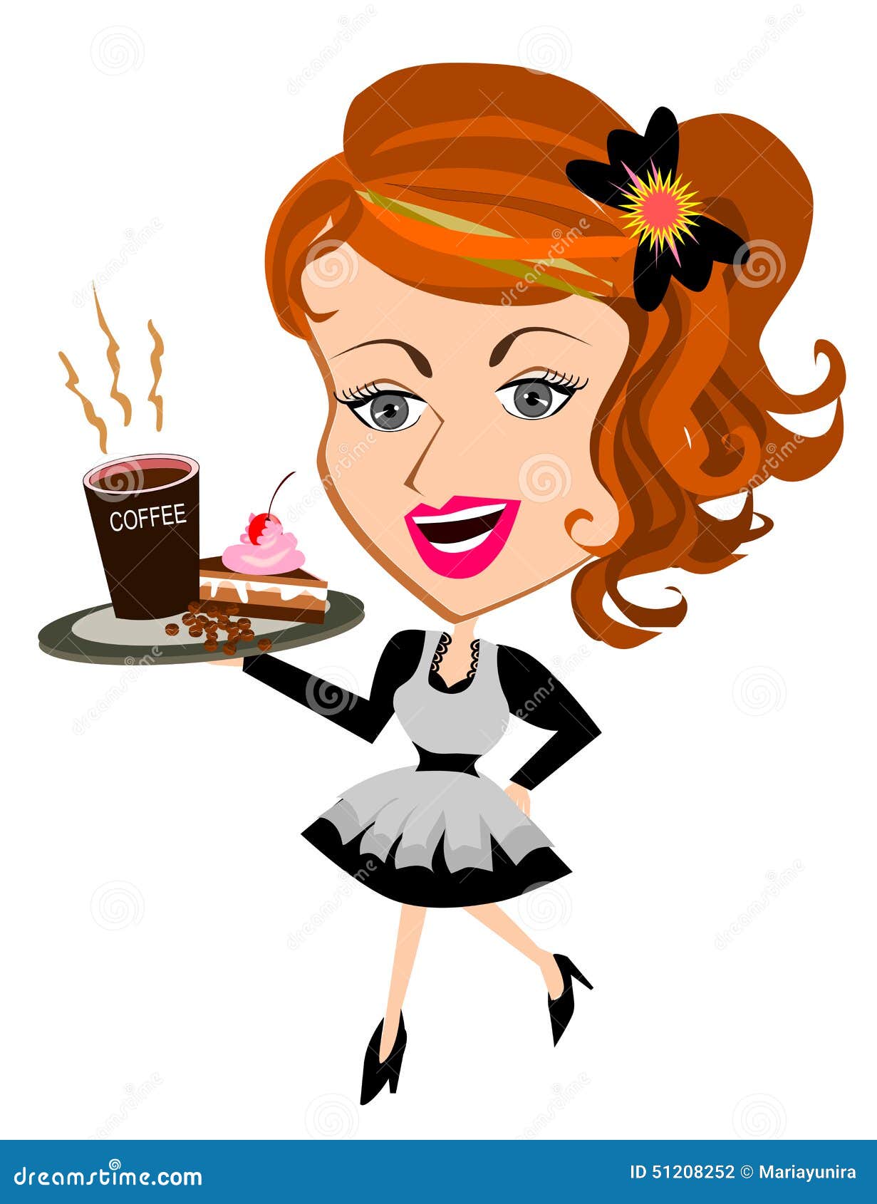 Waitress Serving Clipart
