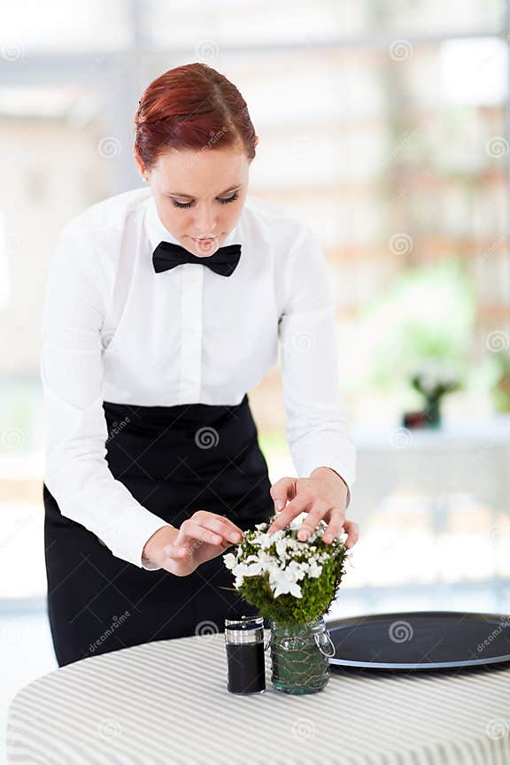 Waitress setting table stock image. Image of modern, looking - 28637281