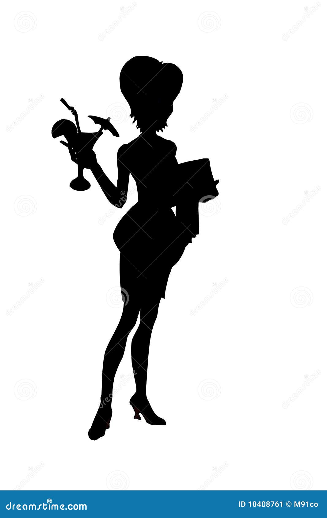 Waitress silhouette stock vector. Illustration of woman - 10408761