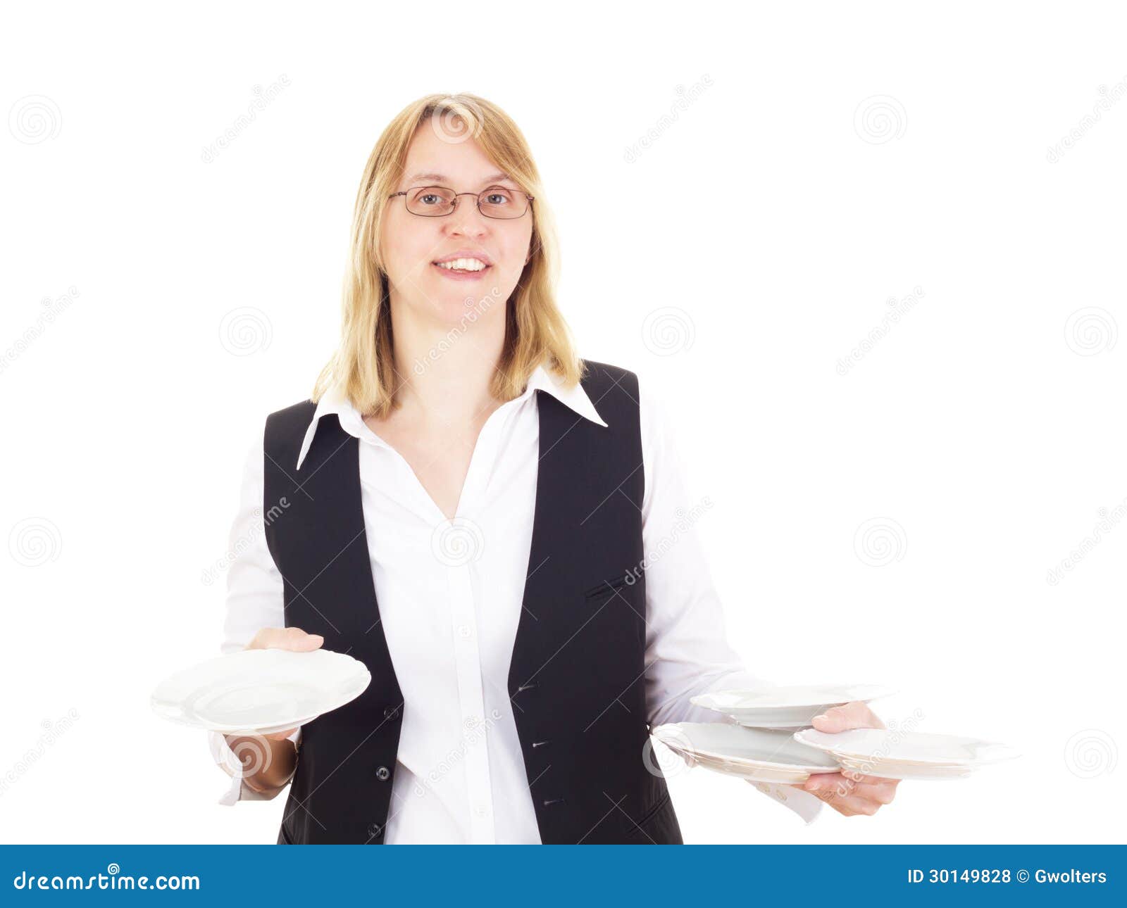 Waitress with plates stock photo. Image of plate, dinner - 30149828