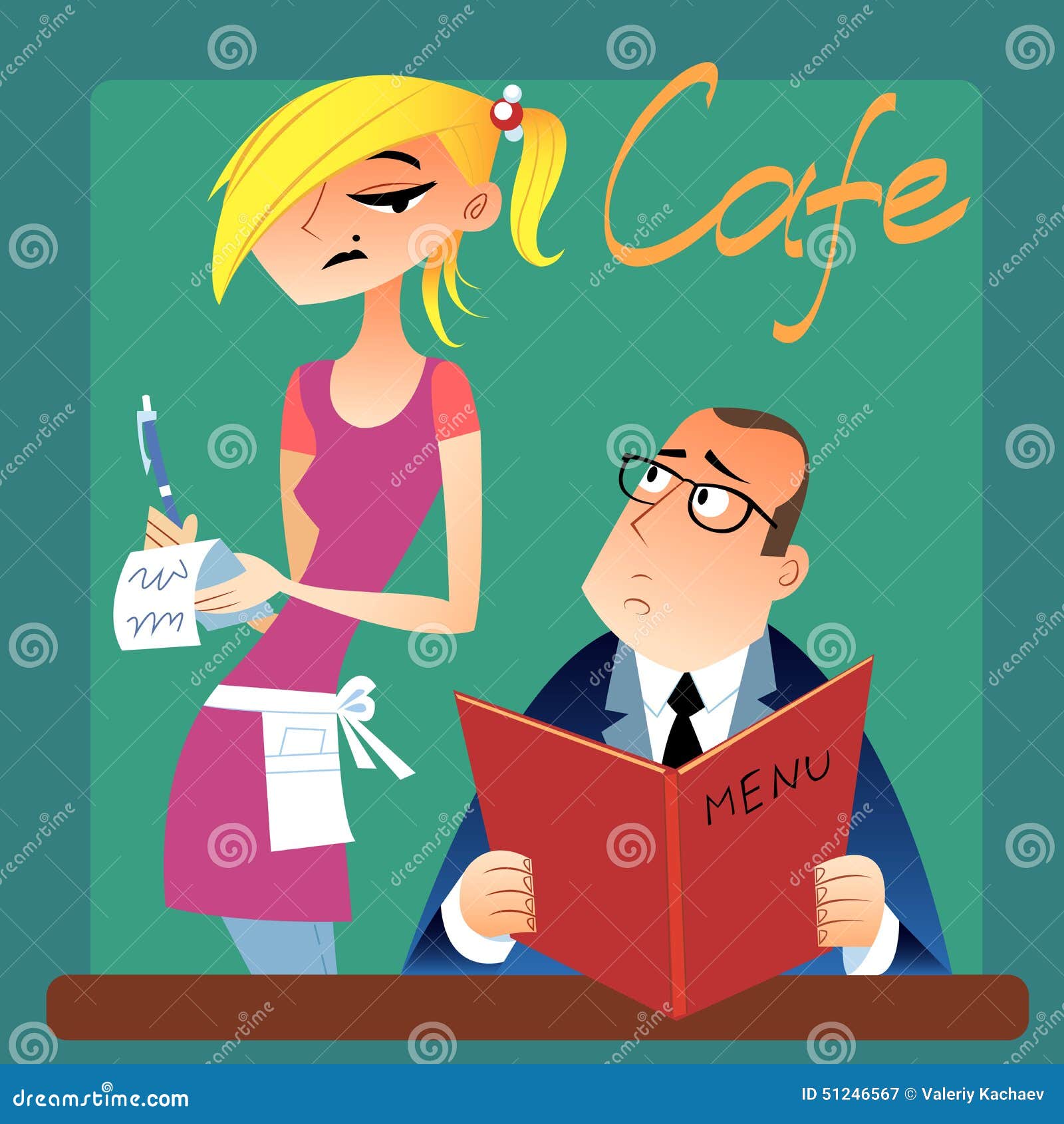 Waitress Takes an Order from a Customer in the Stock Vector ...
