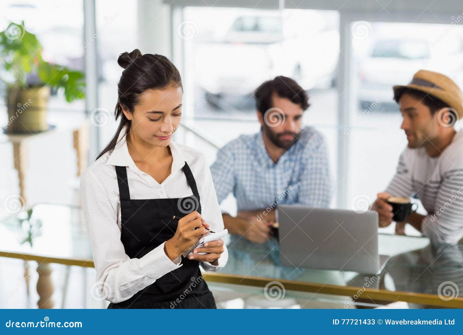 Waitress Taking an Order in Cafe Stock Image - Image of uniform ...