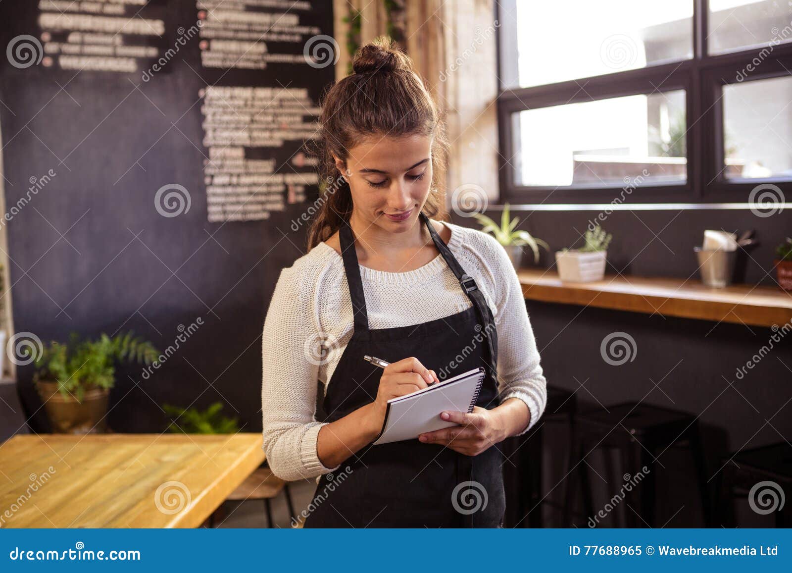 Waitress Taking Order in Cafeteria Stock Image - Image of cafe, female ...