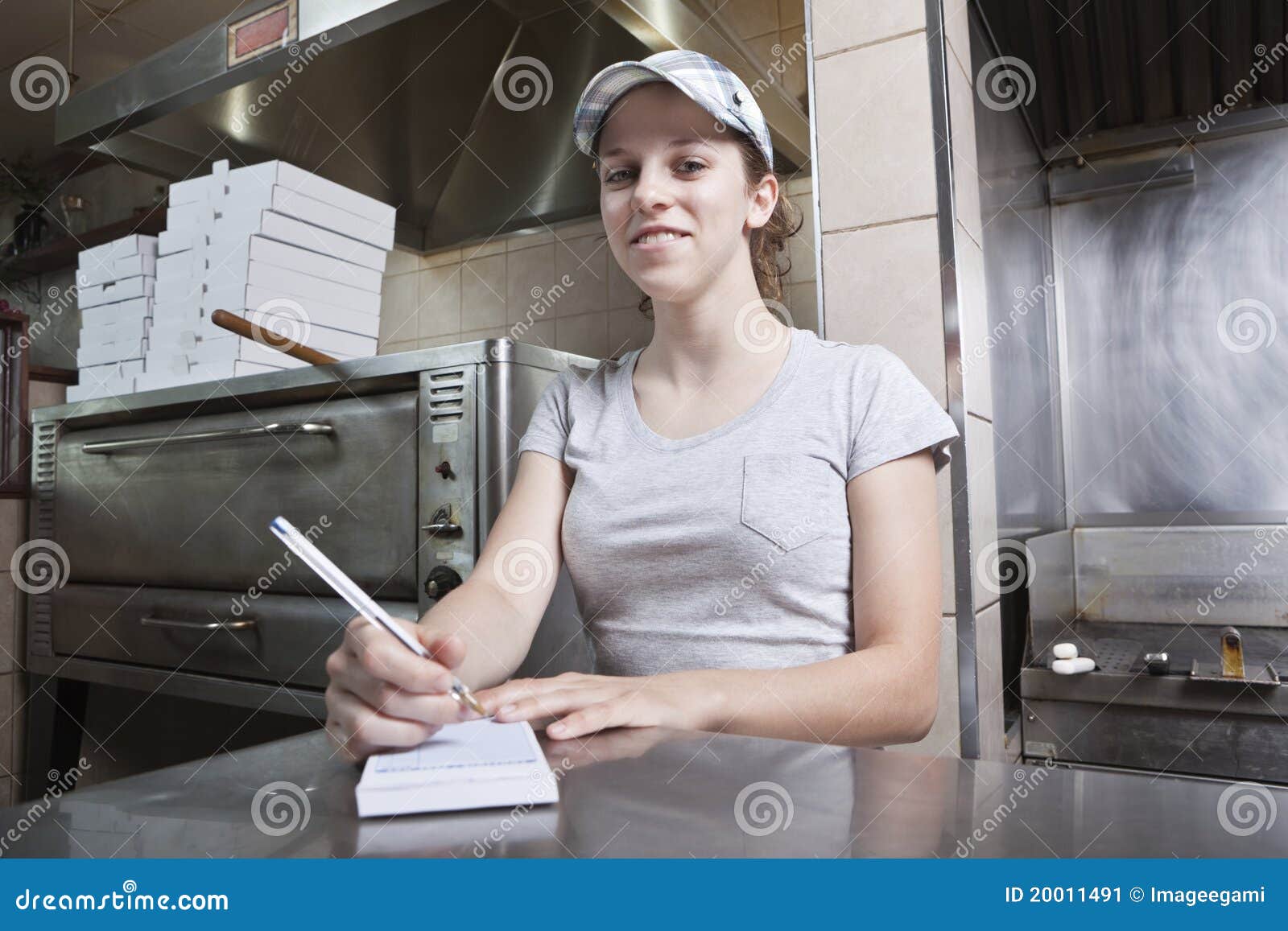 Waitress Taking Order in a Fast Food Restaurant Stock Image - Image of ...