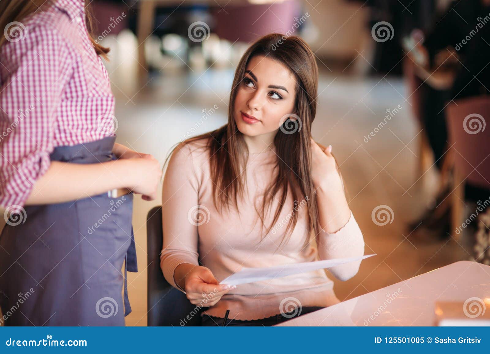 Waitress Taking Order from Her Customer in a Cafe Stock Image - Image ...