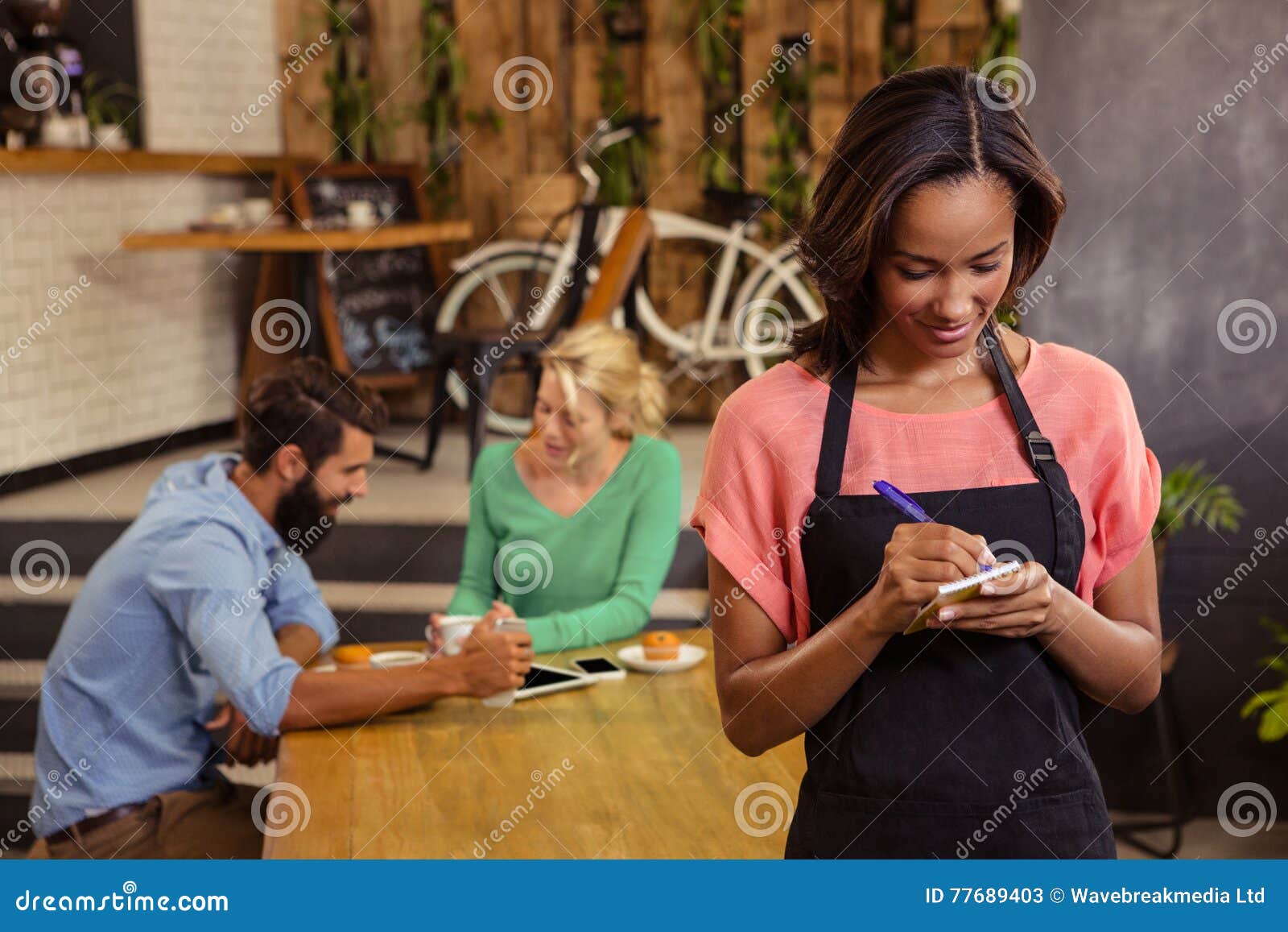 Waitress Taking Order on a Notebook Stock Image - Image of coffee ...