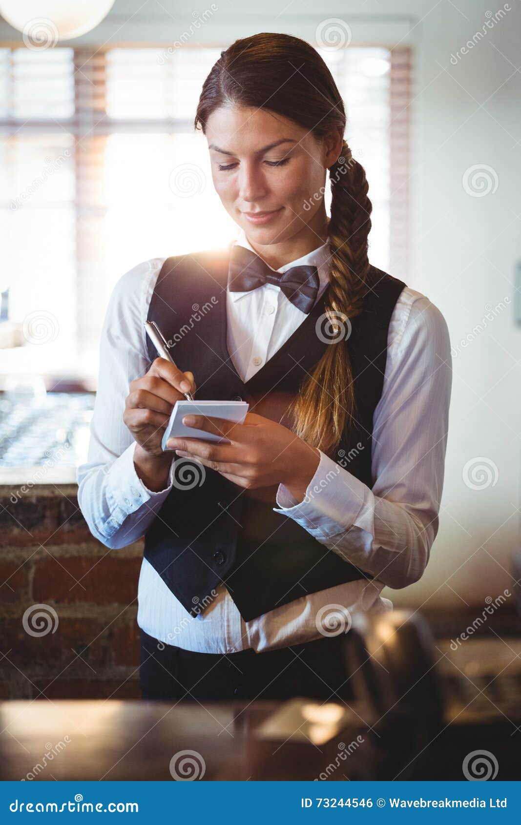 Waitress Taking Order on a Notebook Stock Photo - Image of cafe ...
